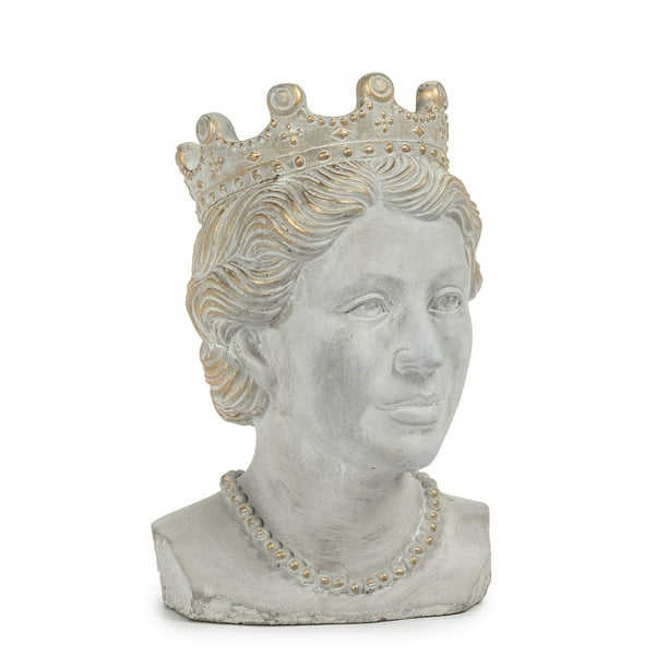 Abbott Collection 27-QUEEN-200-LG Large Queen Head Planter, Grey/Gold ...