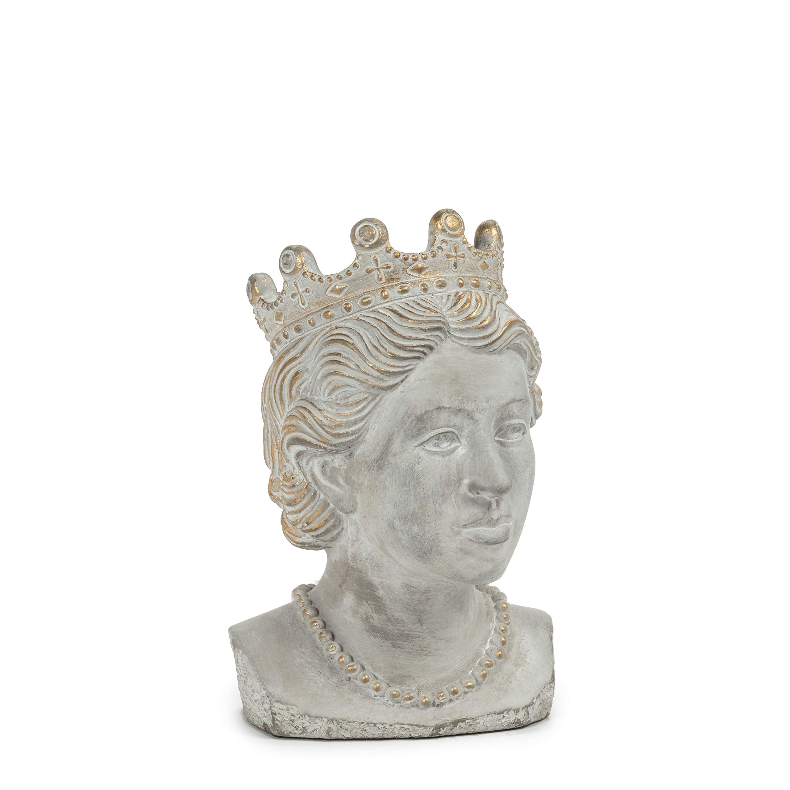 Abbott Collection 27-QUEEN-200-SM Small Queen Head Planter, Grey/Gold ...