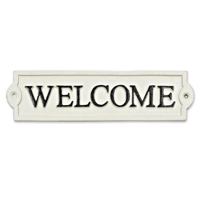 Abbott Collection 9 in. Cast Iron Welcome Sign, Antique White - Walmart.com
