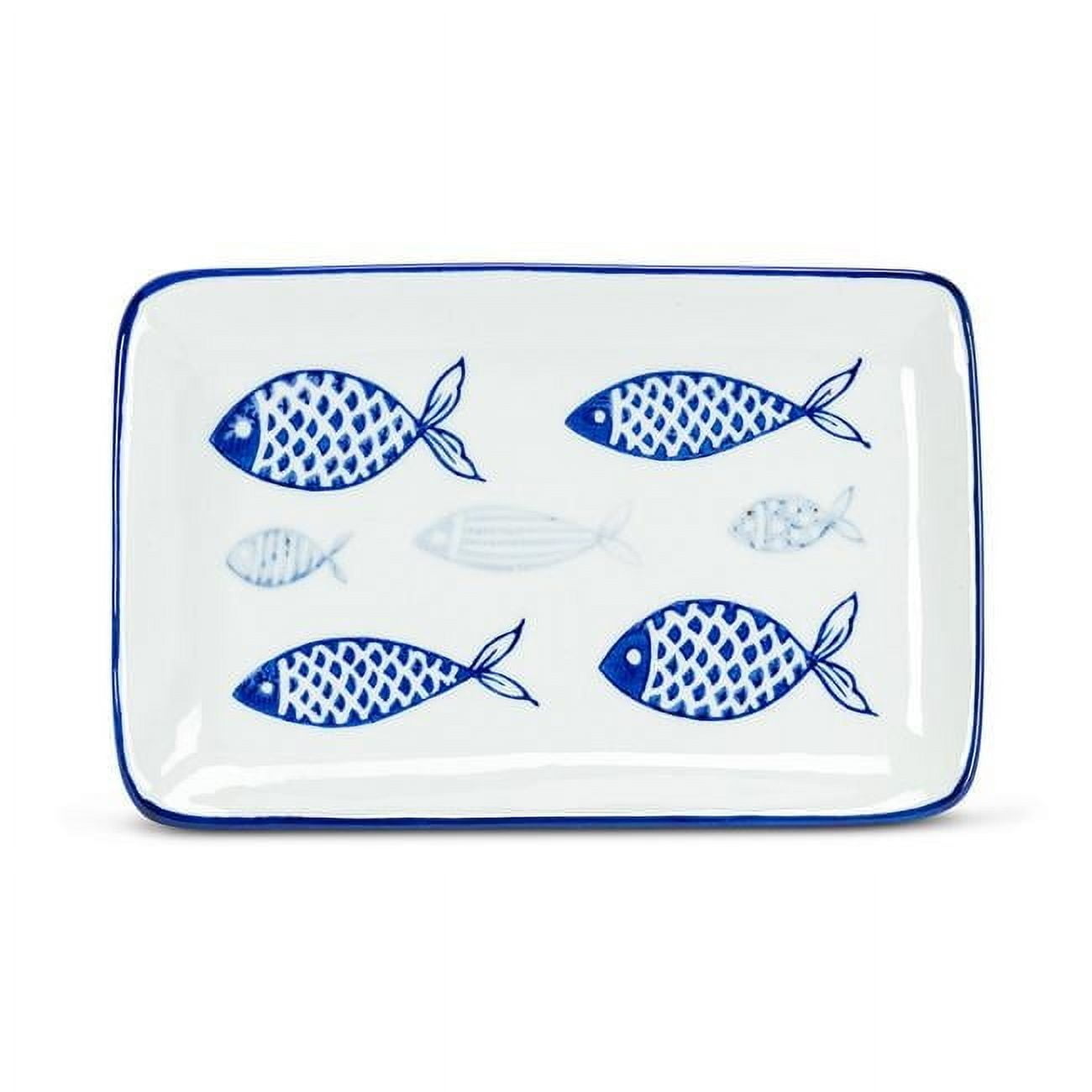 Abbott Collection AB-27-BLUEFISH-368 5 x 7.5 in. Porcelain Dinner Plate ...