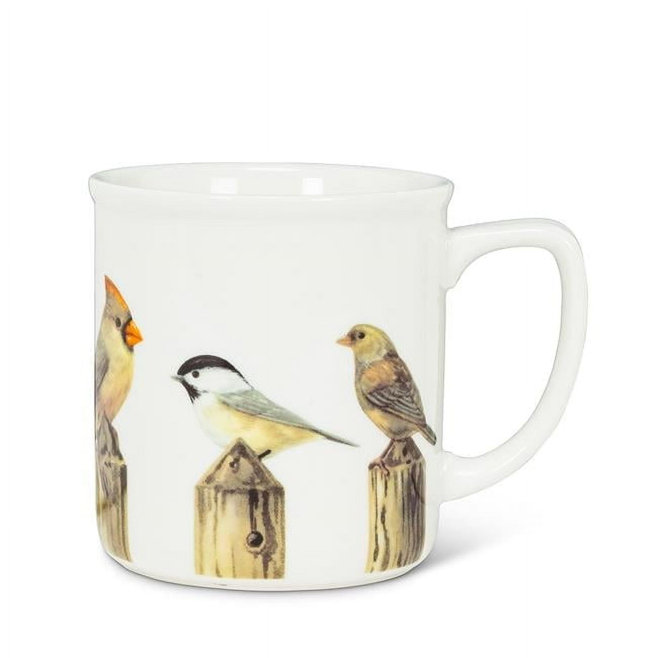 Abbott Collection AB-27-MUG-JMX-04 4 in. Birds on Fence Post Mug, White ...