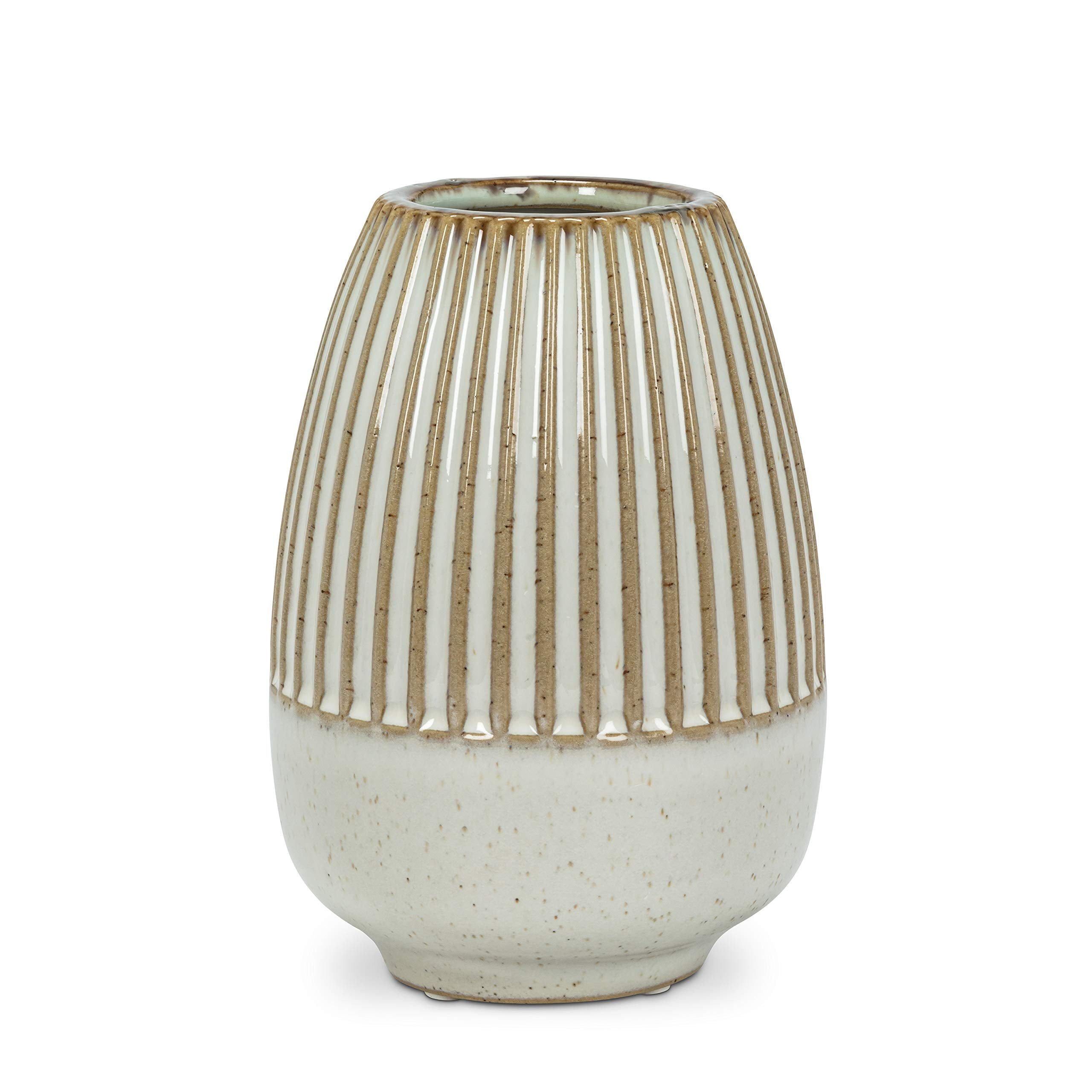 Abbott Collection 27-NATURA-451 Small Half Ribbed Vase, Whitewash ...