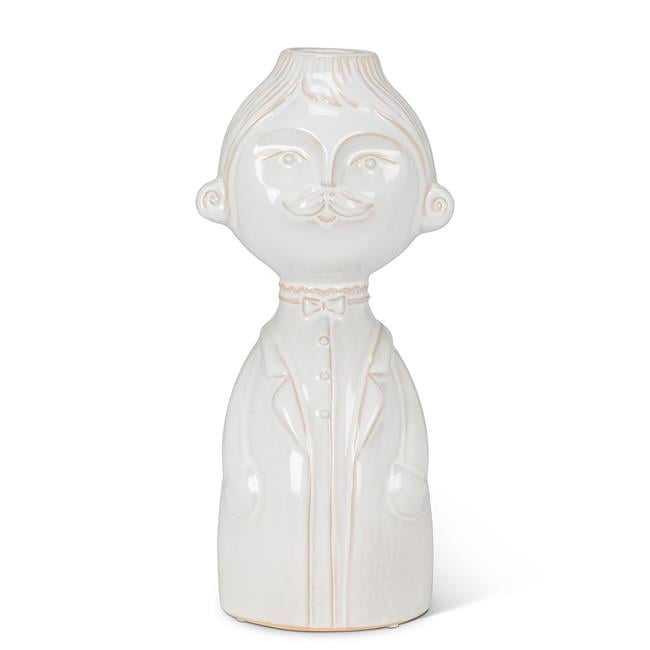 Abbott Collections AB-27-ALBA-621 10.5 in. Standing Man Vase, White ...