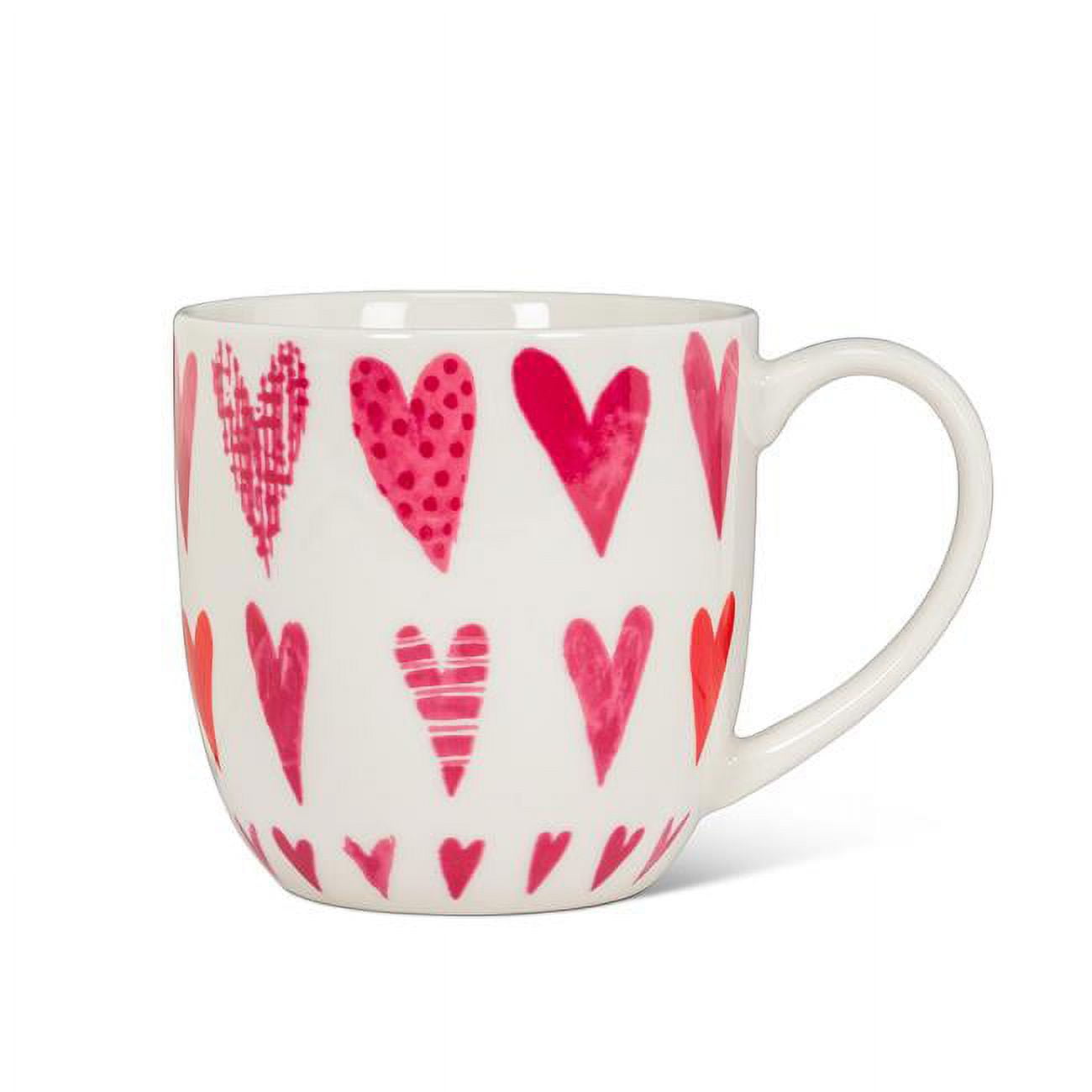 Abbott Collections AB-27-LOVE-MUG 3.5 in. Hearts Wide Belly Mug, White ...