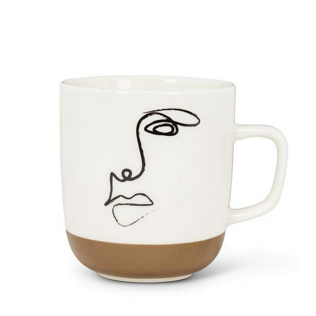Abbott Collections AB-27-SPY-FACE 3.75 in. Line Drawing Face Mug, White ...
