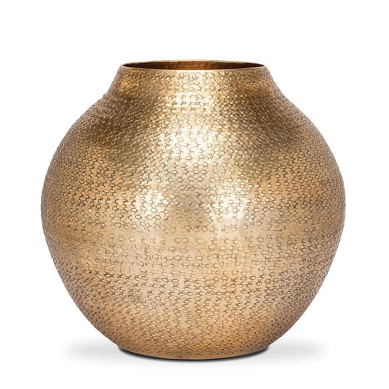 Abbott Hammered Metal Vase, Antique Gold 11” — Aluminum statement ...