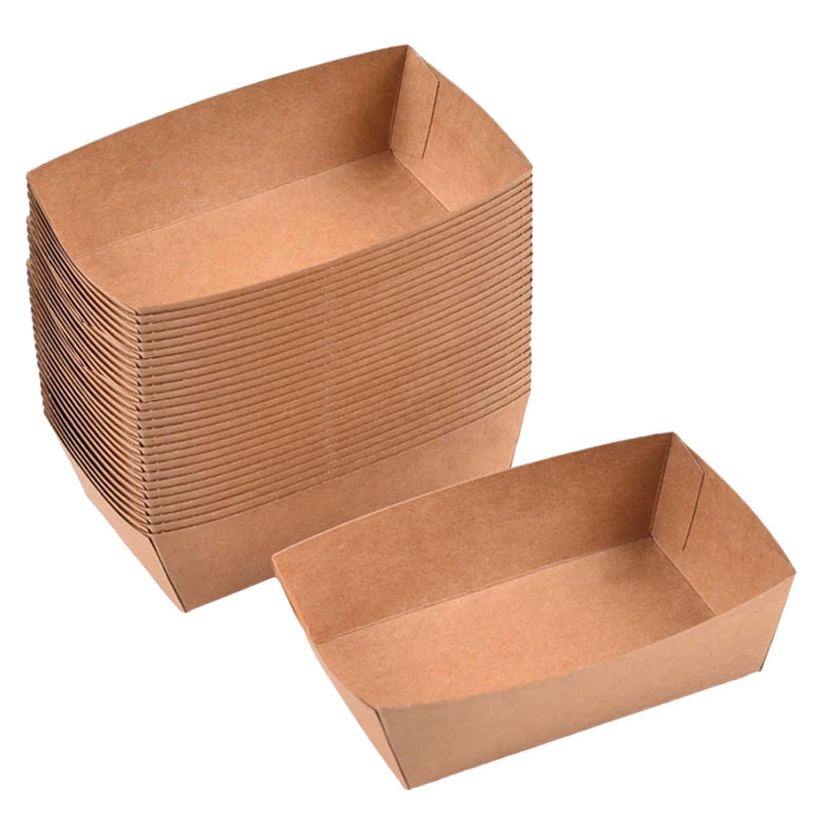 Abbraccia 100Pcs Disposable Serving Basket Kraft Paper Food Trays Heavy ...