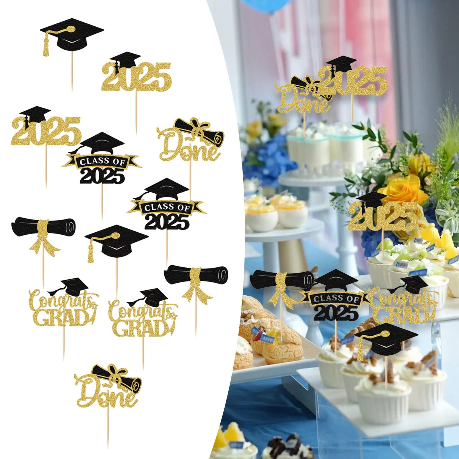 Abbraccia 12 Pieces Graduation Cupcake Toppers 2025, Graduation Theme ...