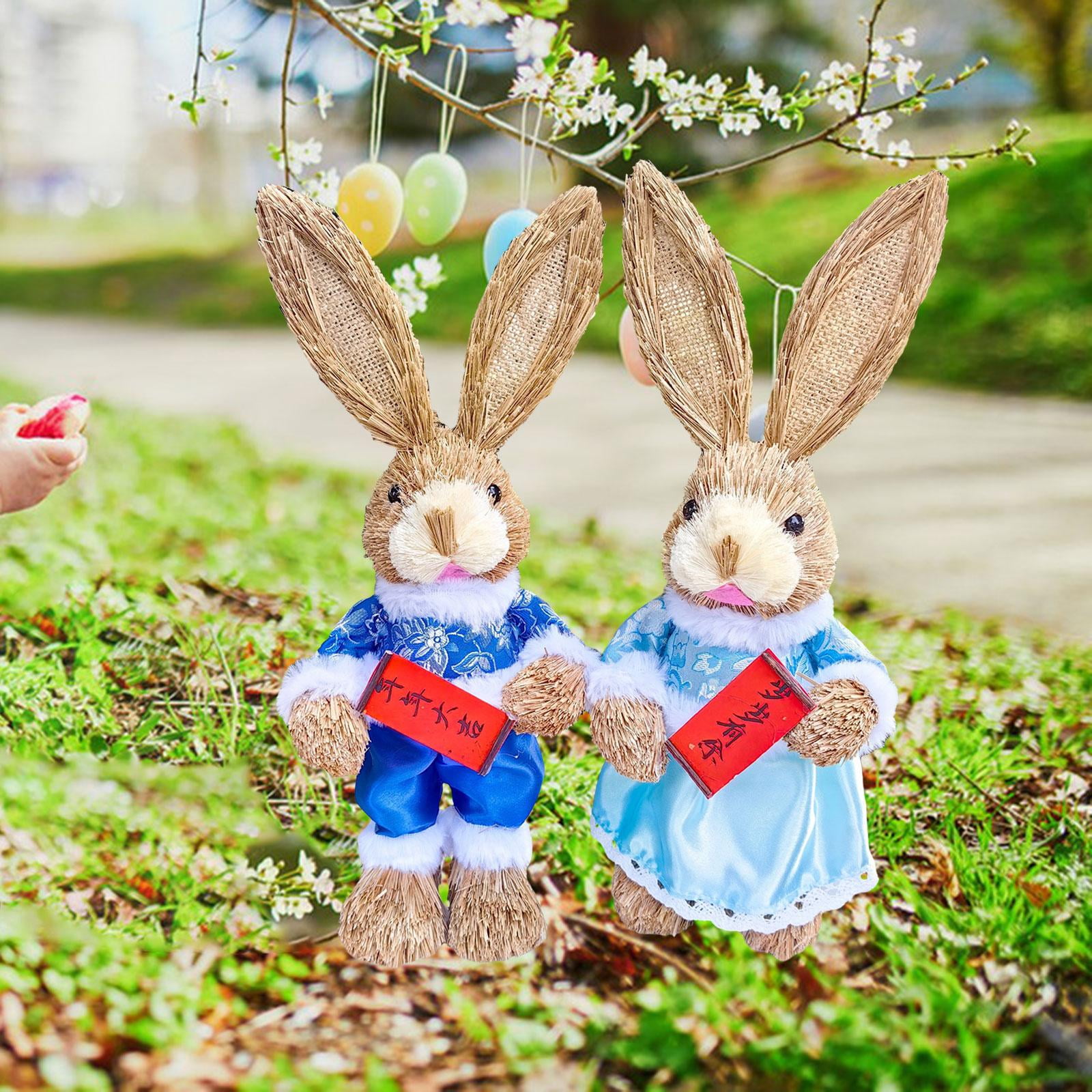 Abbraccia 2 Pieces Easter Bunny Statue New Year Rabbit Easter Standing ...