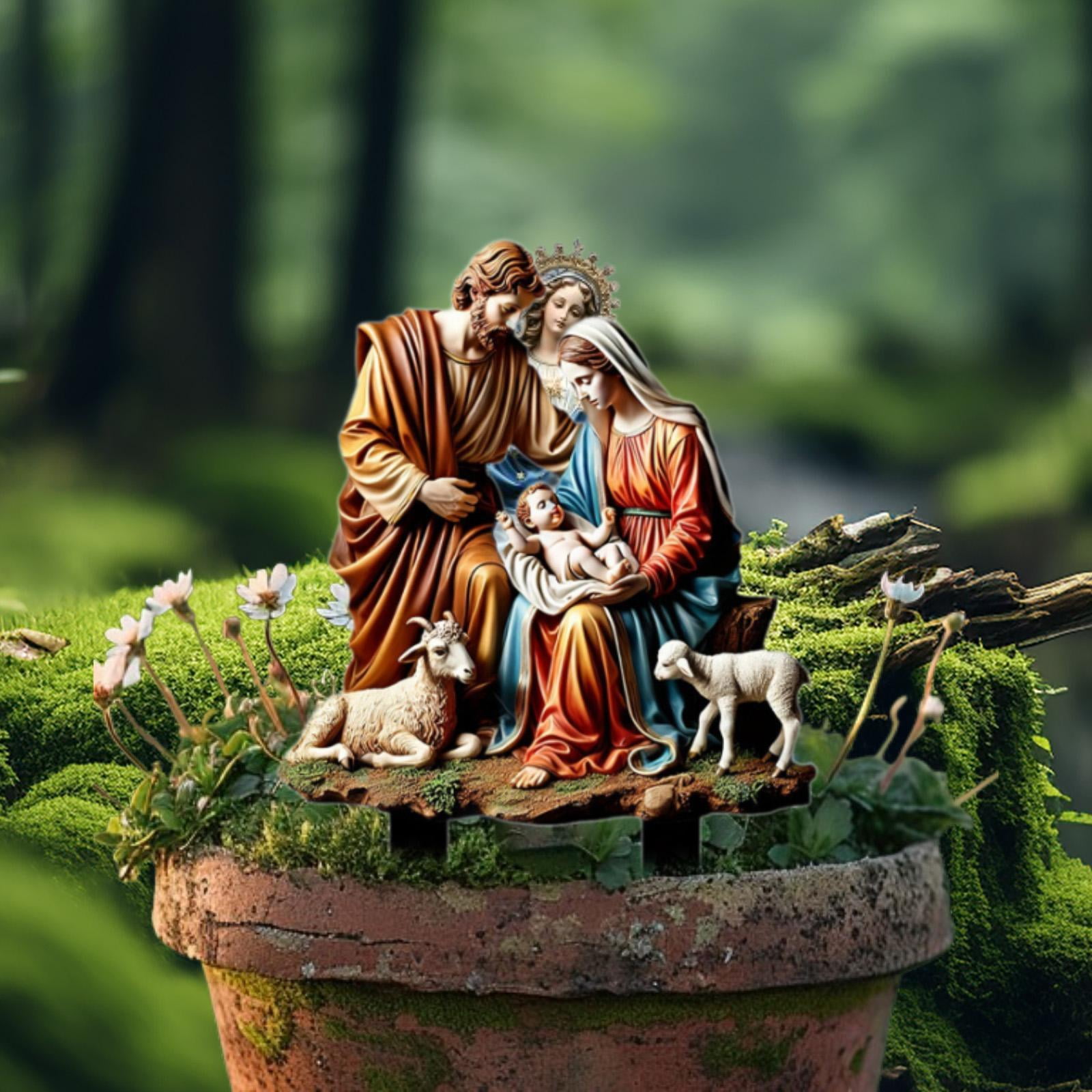 Abbraccia Outdoor Nativity Scene Garden Stake, Xmas Holy Family Set ...