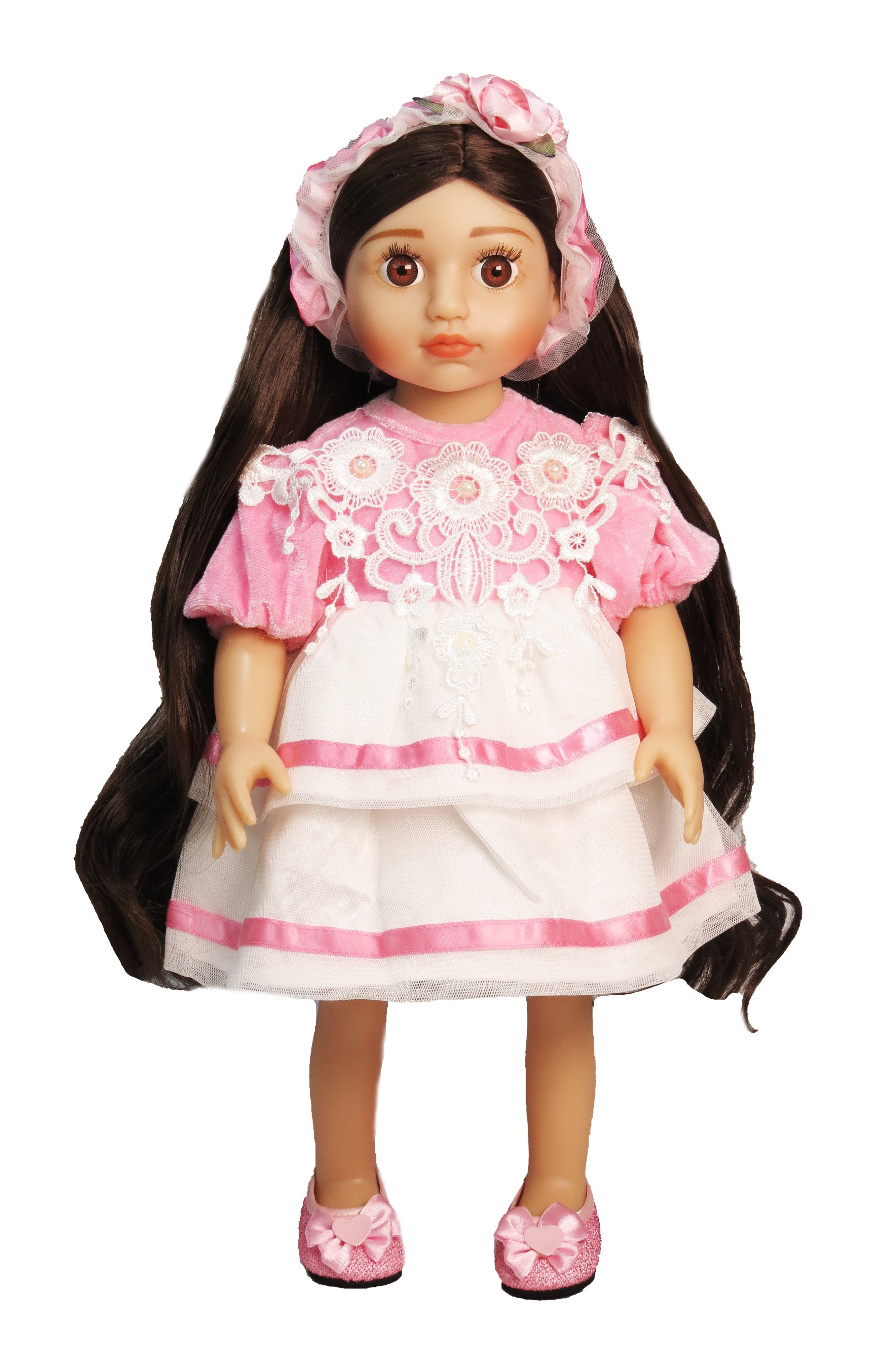 Abby 18inch Doll Pink Lace Dress Set | American Fashion World - Walmart.com