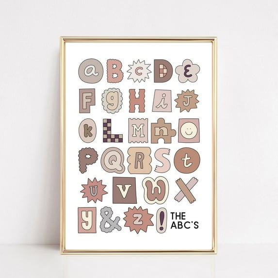 Abc Nursery Print, Alphabet Poster, Abc Sign, Boho Nursery Decor, Girls ...