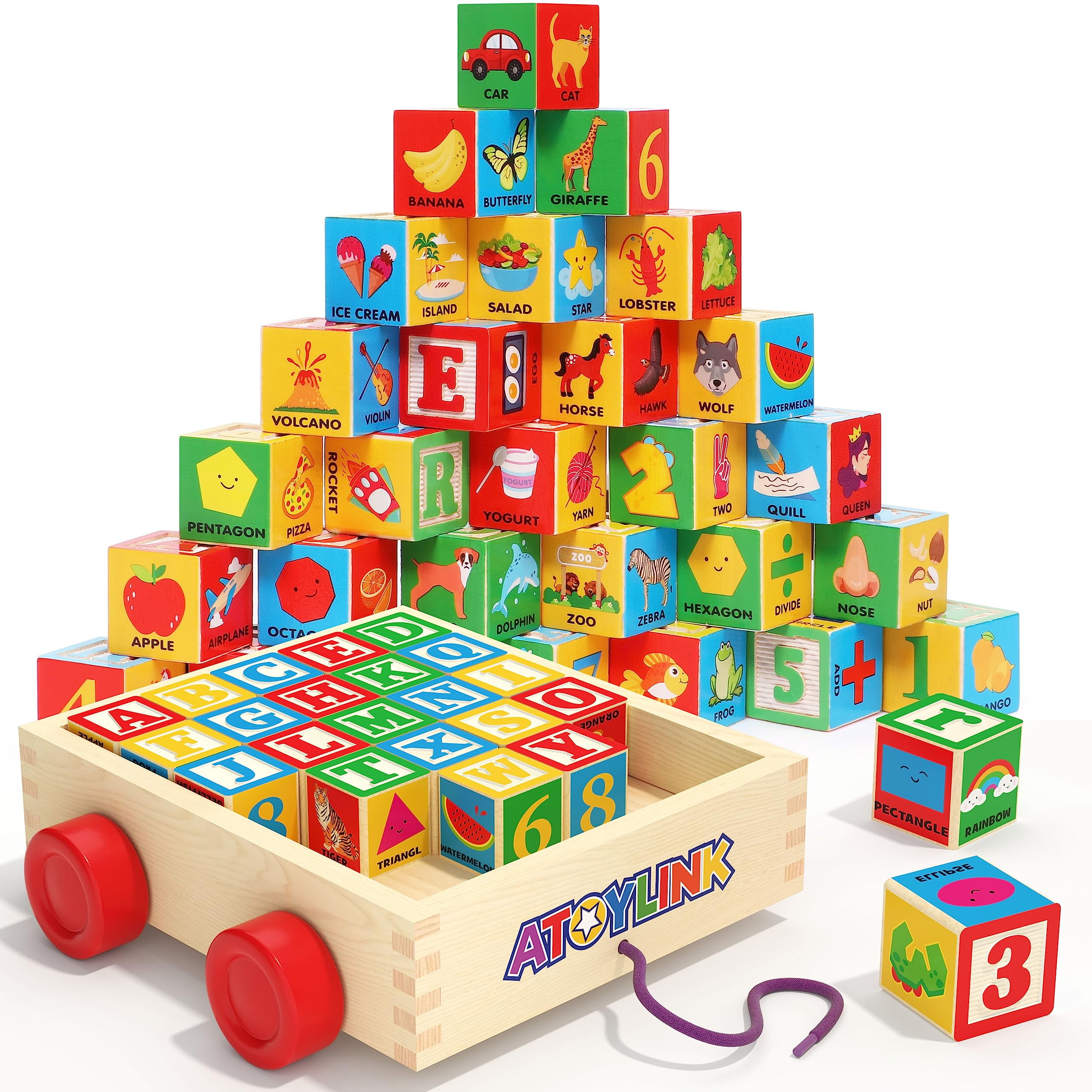 Abc Wooden Building Blocks For Toddlers 1-3, 30 Pcs Alphabet & Number ...