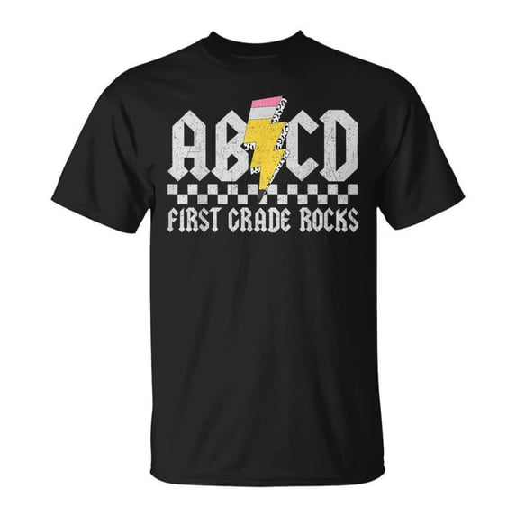 Abcd First Grade Rocks Back To School 1St Grade Teacher TShirt ...