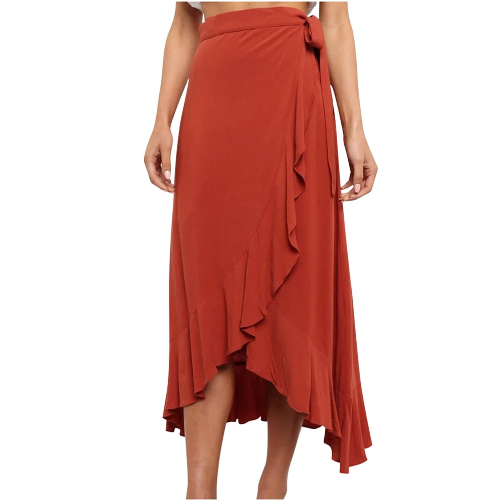 Abcnature Women's Casual Slit Wrap Asymmetrical Elastic High Waist Maxi ...