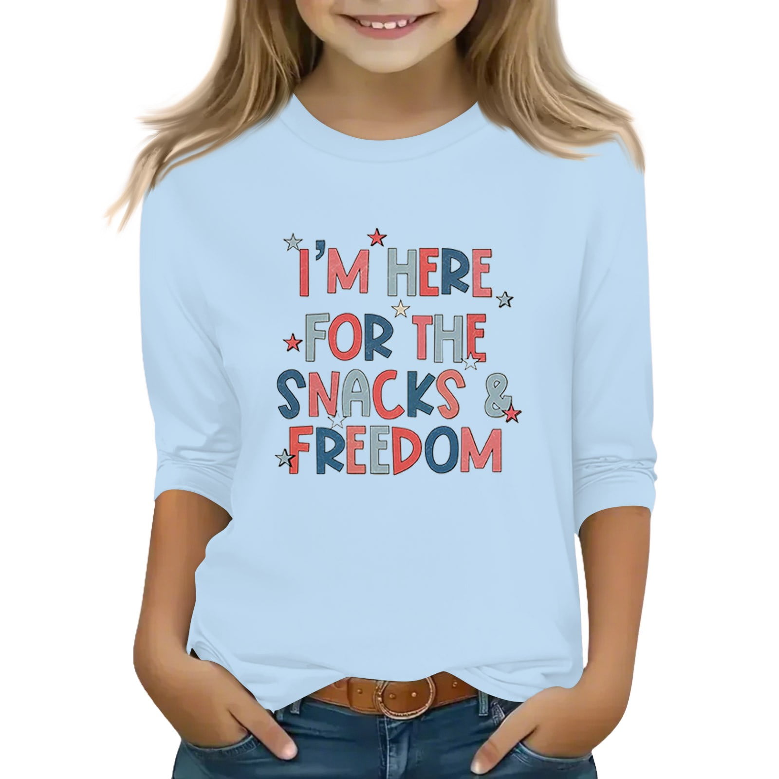 Abcomgle 4th Of July T Shirts for Girls Kids American Flag Graphic ...