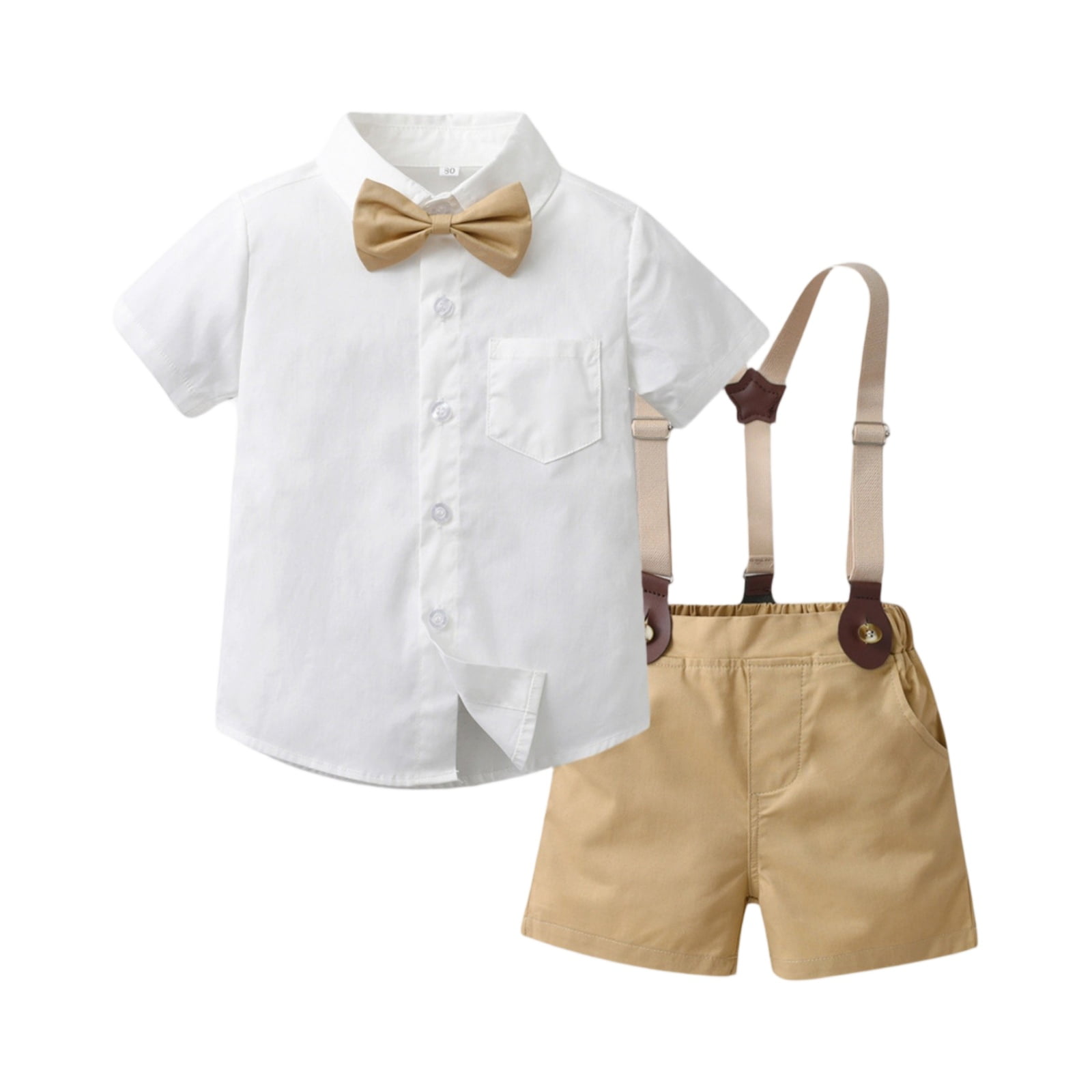 Abcomgle Baby Boy Formal Outfits Formal Gentleman Shirt+shorts+Bow Tie ...