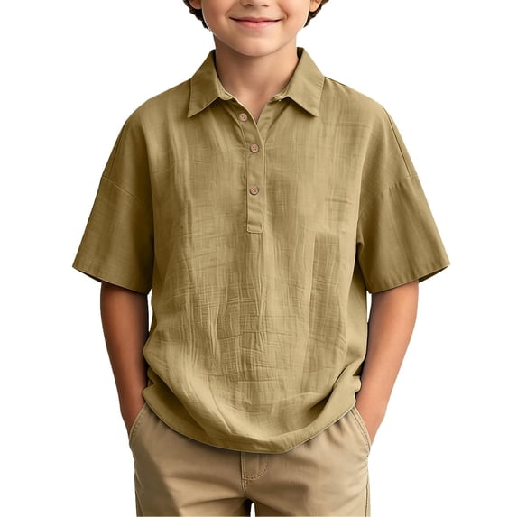 Abcomgle Boys Button Up Shirts Size 10-12 Short Sleeve Linen Boys Linen ...