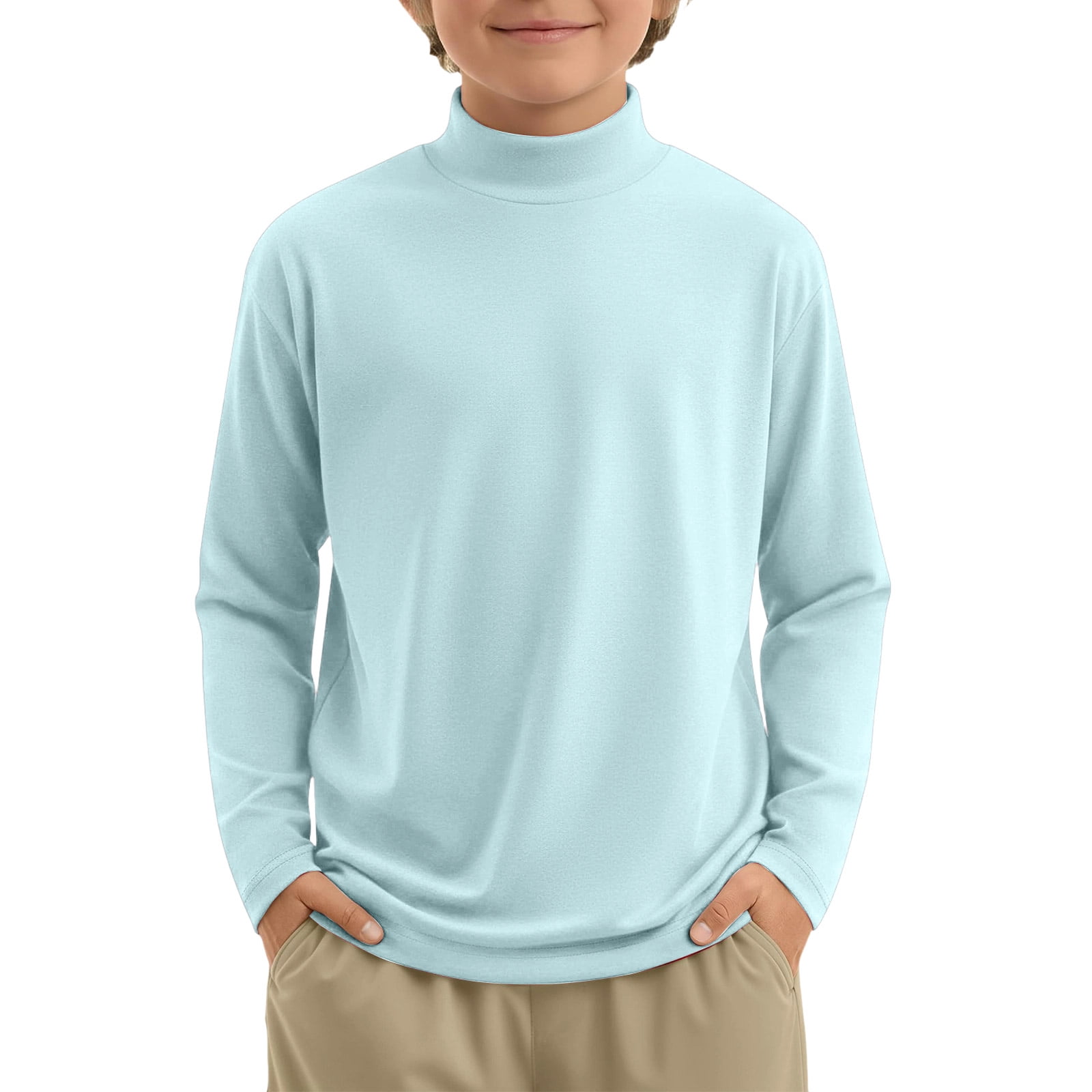 Abcomgle Boys Shirts Long Sleeve 7-8 Trendy Fall Mock Neck T-Shirts for ...