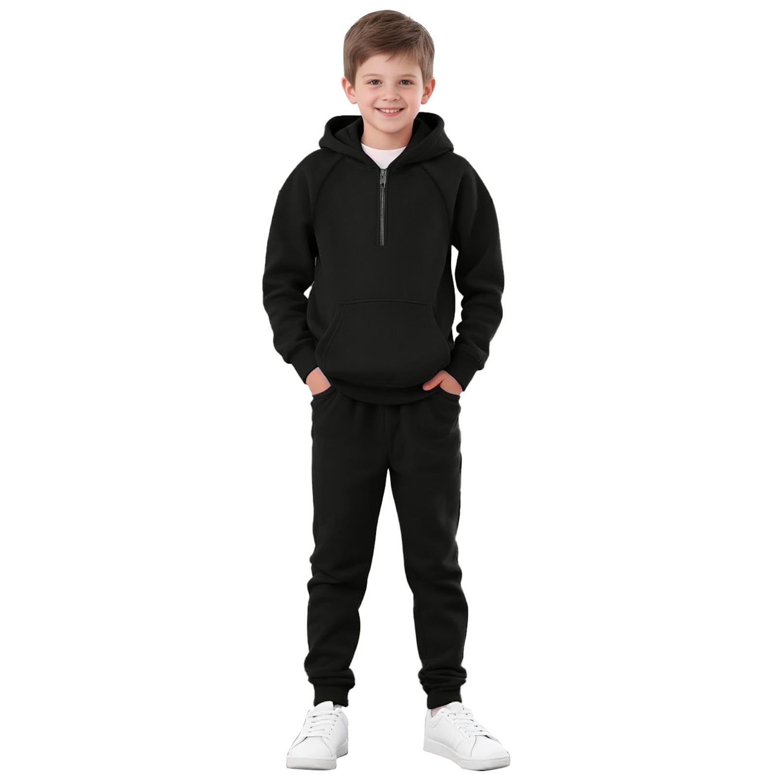 Abcomgle Boys Two Piece Sets for Tween Girls Fleece Half Zip Long ...