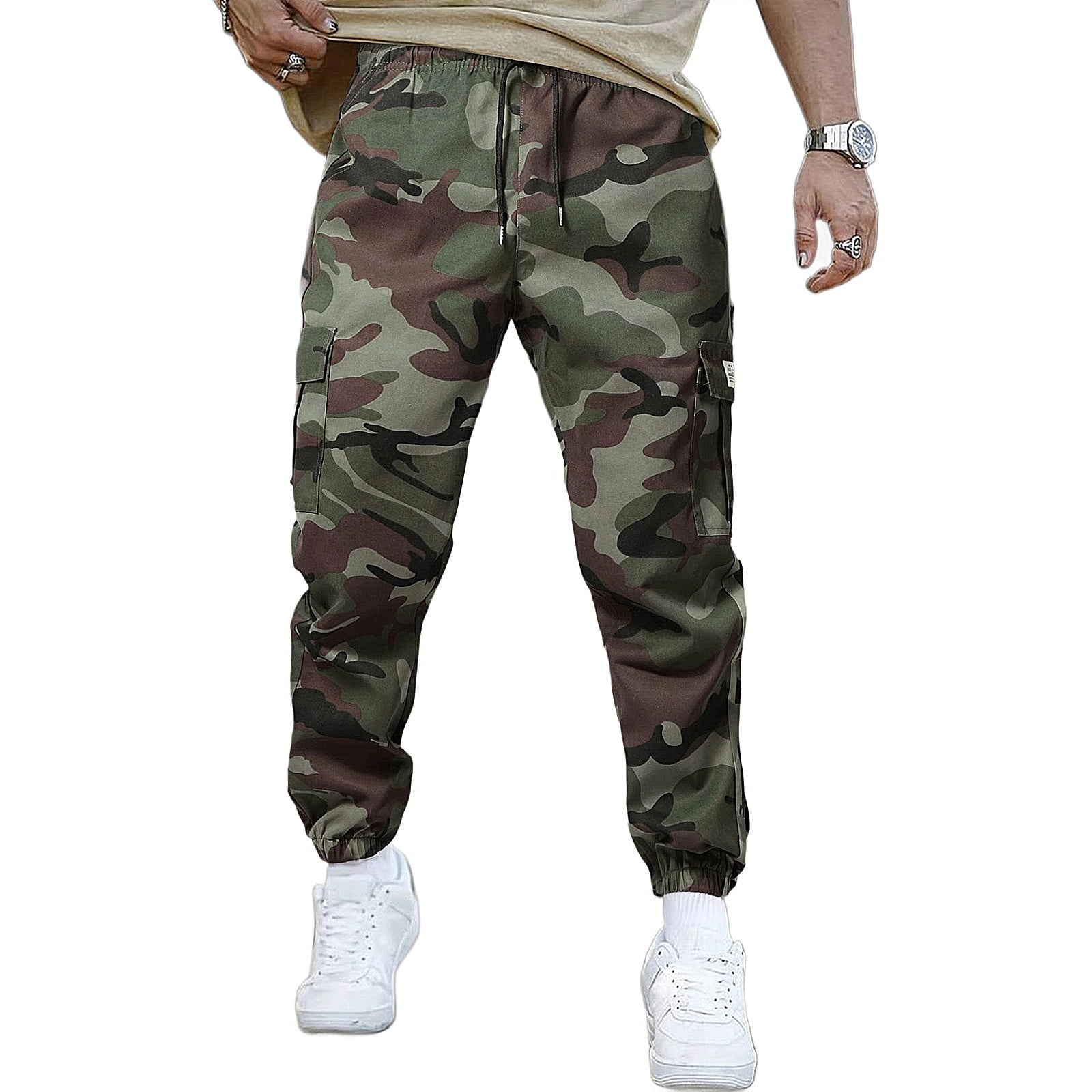 Abcomgle Camo Cargo Pants for Men Stretchy Military Cargo Pants with 4 ...