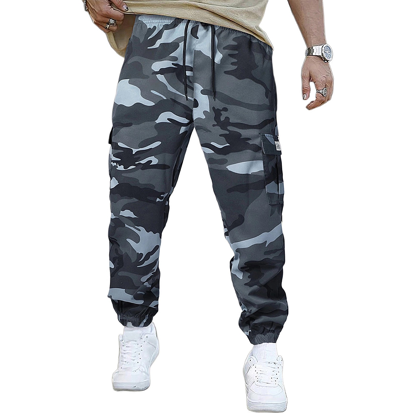 Abcomgle Cargo Jogger Pants for Men Stretch Camouflage Stretchy Cargo ...