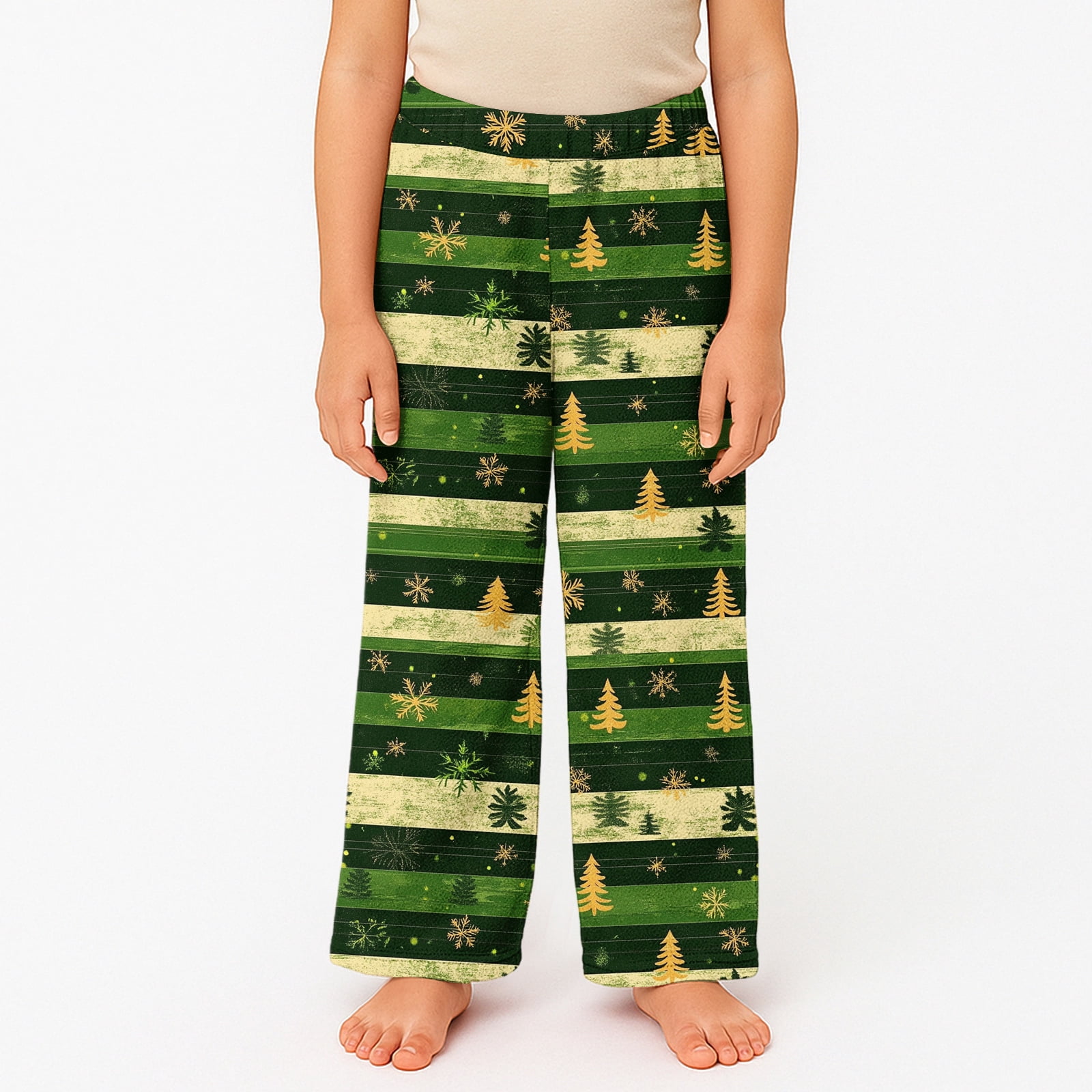 Abcomgle Christmas Pajama Pants for Girls Striped Christmas Tree Comfy ...