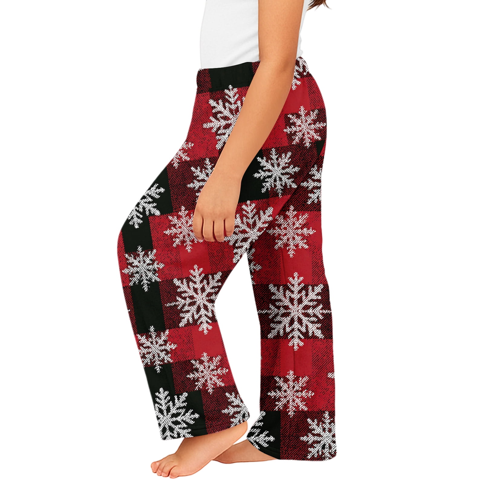 Abcomgle Christmas Pjs Girls Snowflake Plaid Print Pj Pants for Girls ...