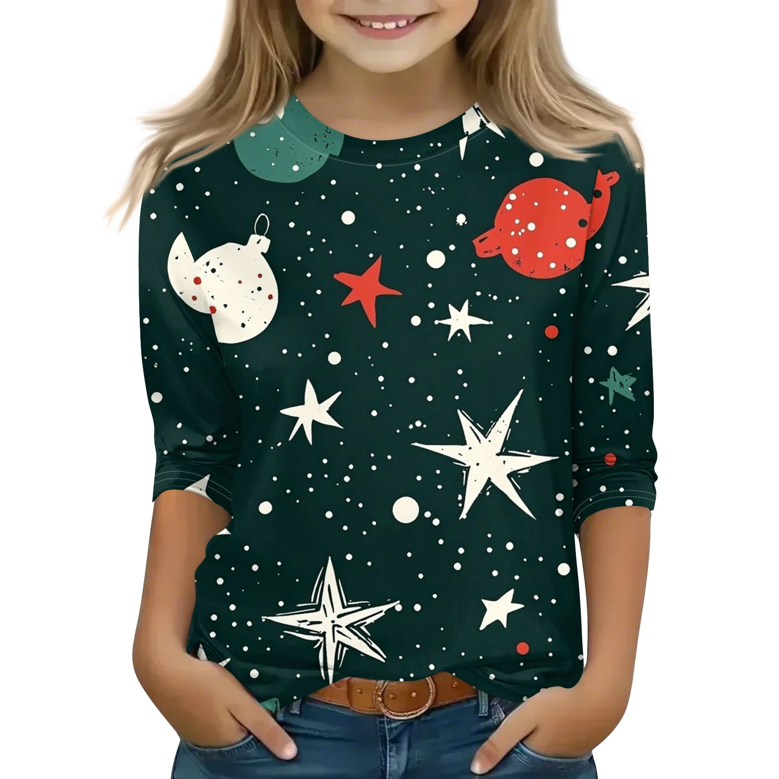 Abcomgle Christmas Shirts for Girls Size 10-12 Cute Snowflake T Shirts ...