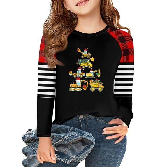 Abcomgle Christmas Shirts for Girls Size 7/8 Ugly Santa Truck Plaid ...