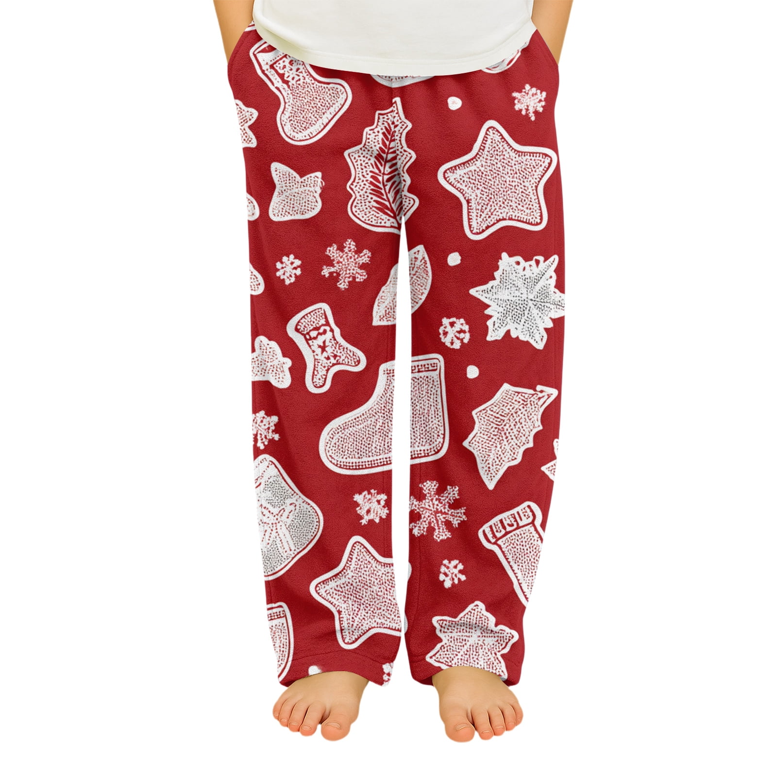 Abcomgle Christmas Sweatpants for Girls Santa Stars Print Boys Pajama ...