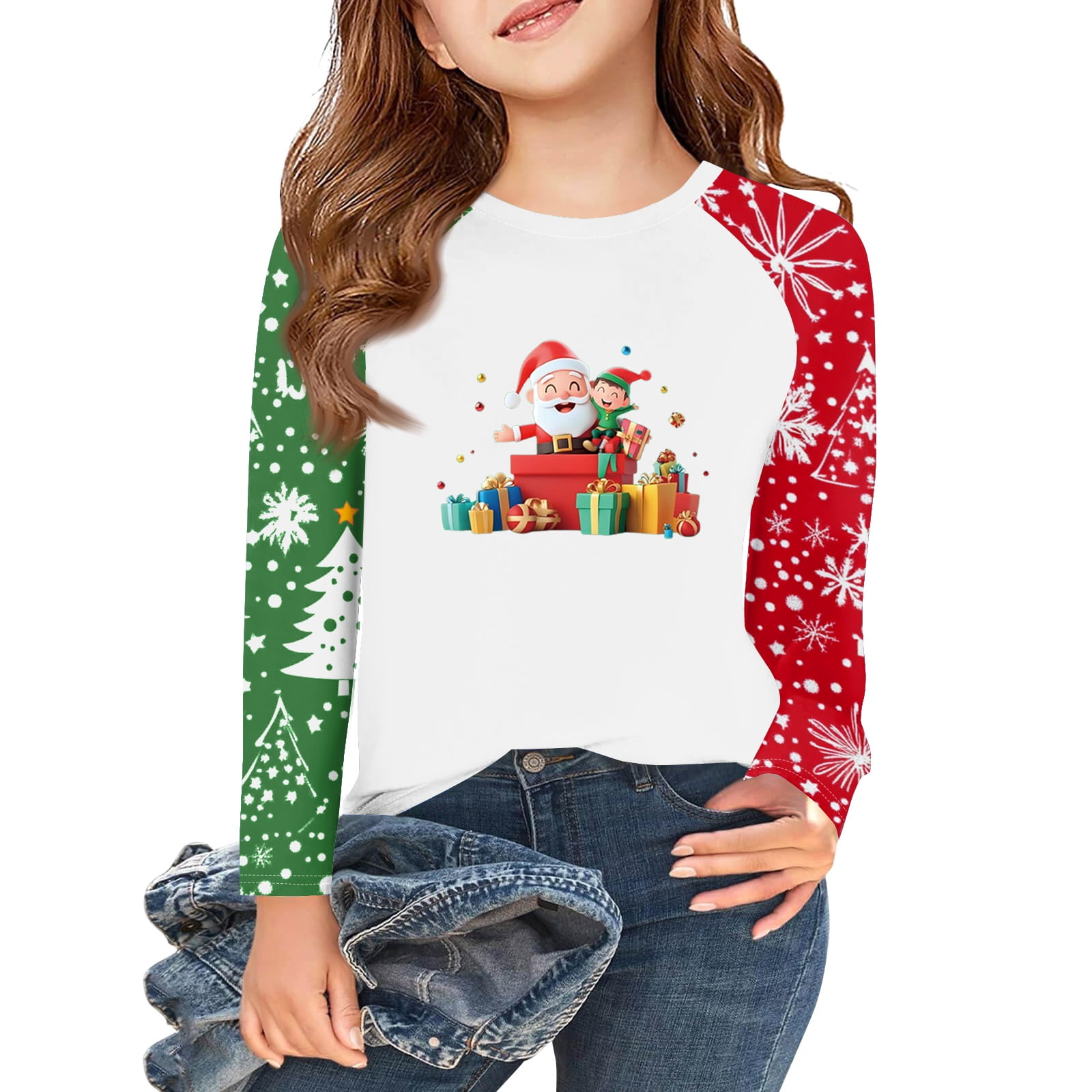 Abcomgle Christmas T Shirts for Girls Ugly Santa Claus T Shirts for ...