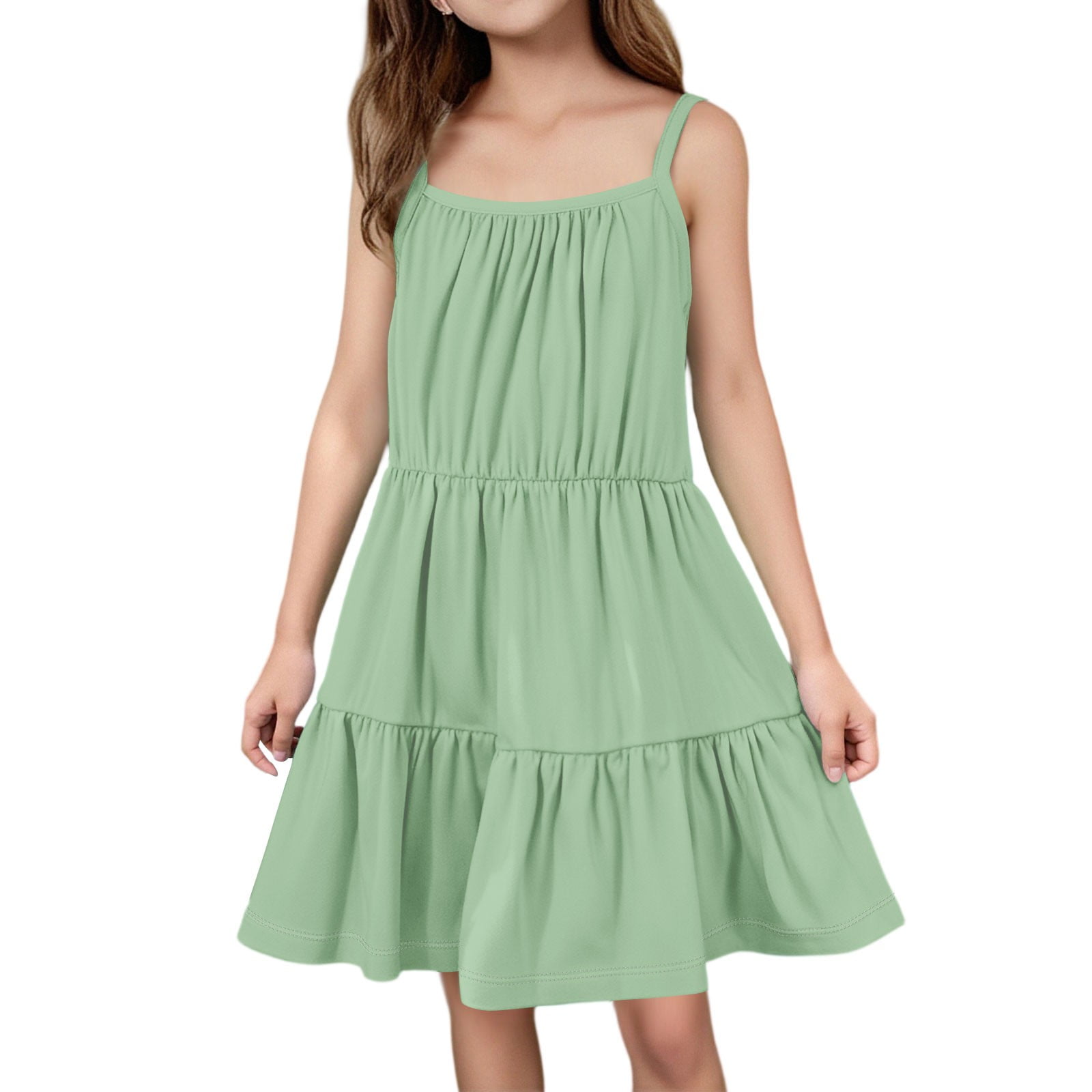 Abcomgle Cute Sundresses Dresses for Girls 10-12 Casual Spaghetti Strap ...