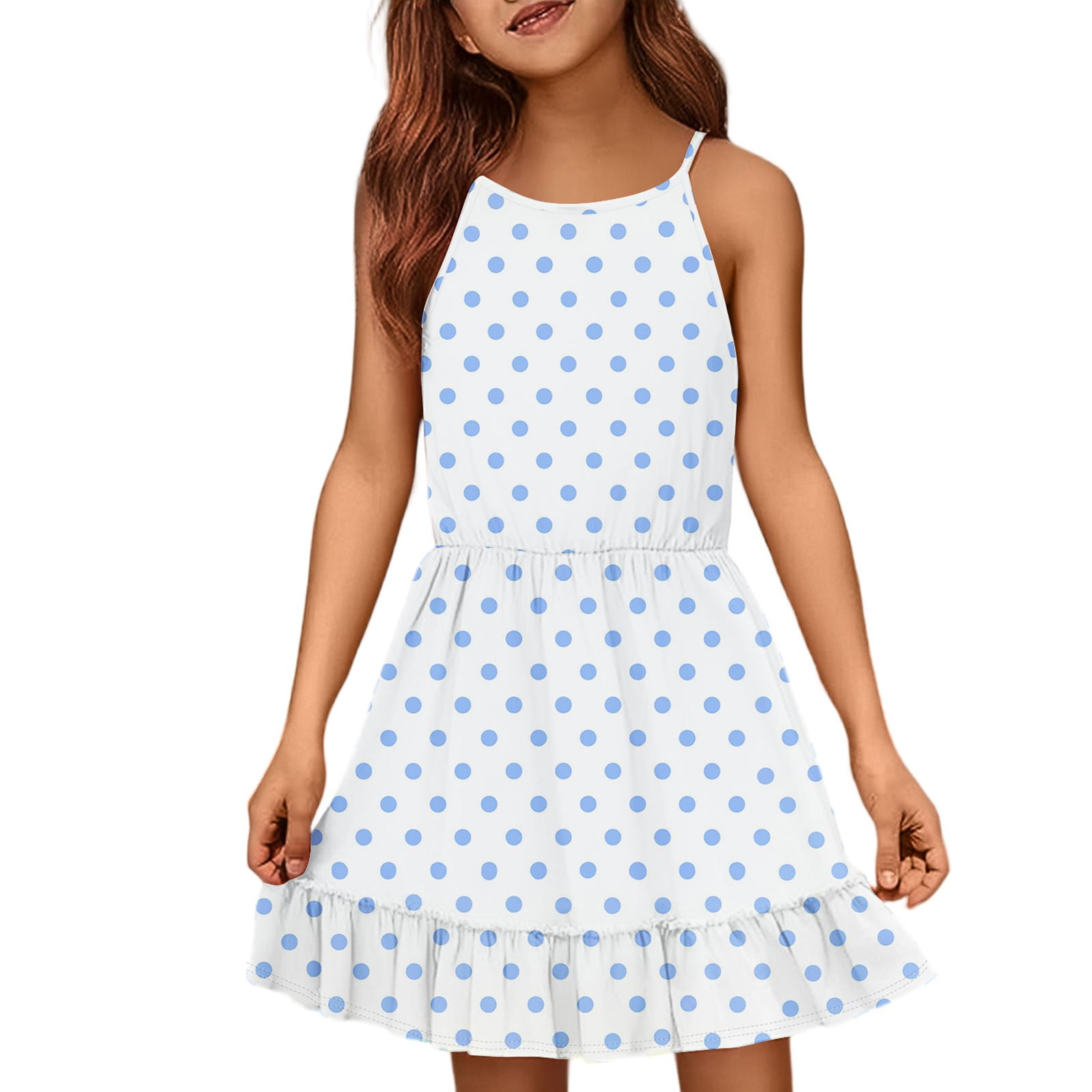 Abcomgle Girl's Summer Casual Dress Casual Spaghetti Strap Sleeveless ...