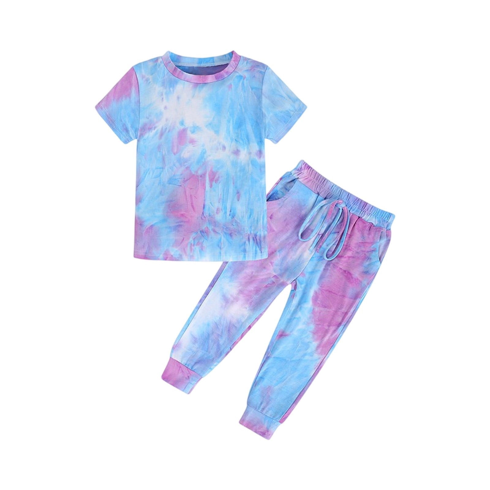Abcomgle Girls 2 Piece Outfits Size Tie Dye Short Sleeve Shirts and ...