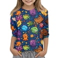 Abcomgle Girls 3/4 Sleeve Tops 7-16 Trendy Marine Life Graffiti ...