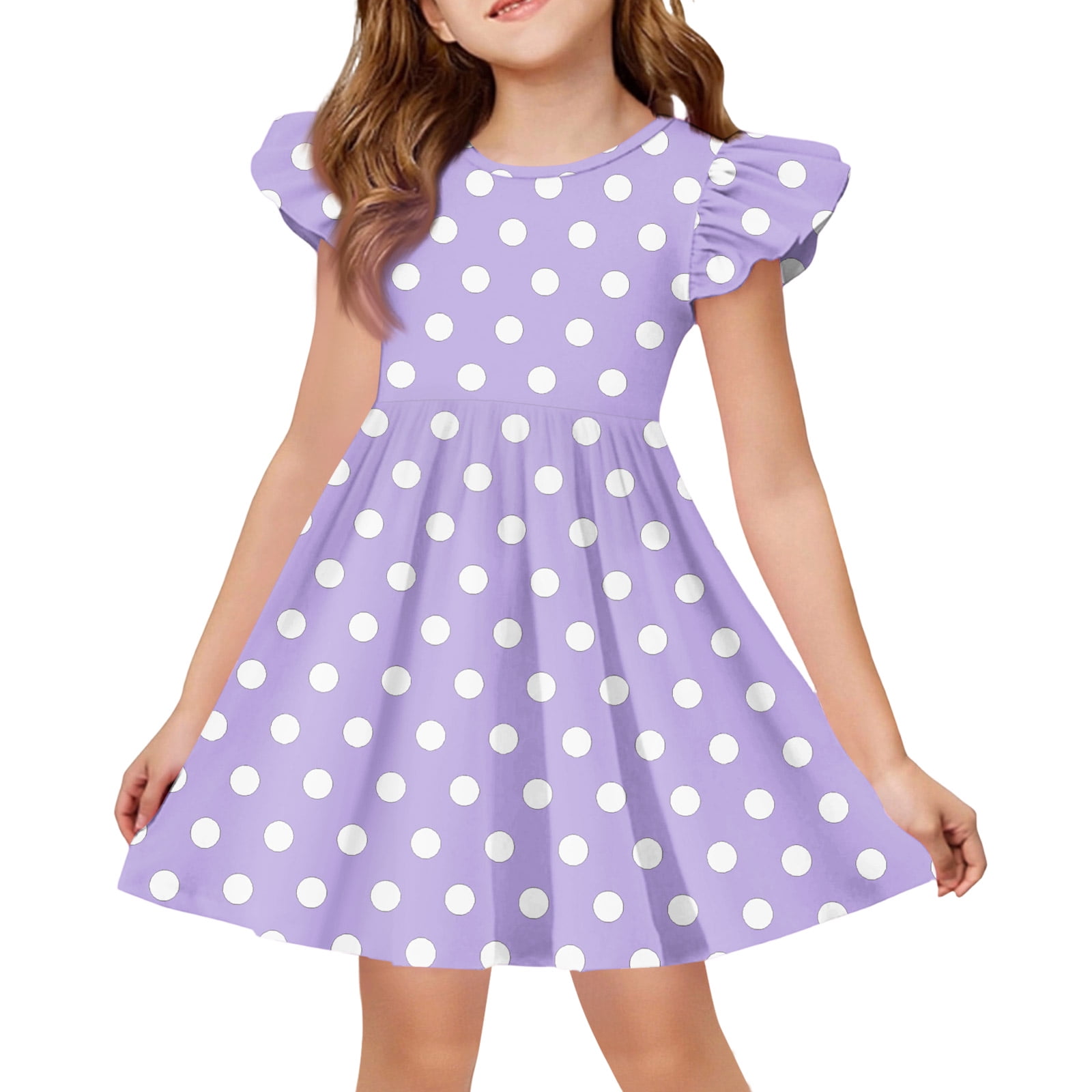 Abcomgle Girls Beach Dress Casual A-Line Flutter Sleeve Midi Dress ...