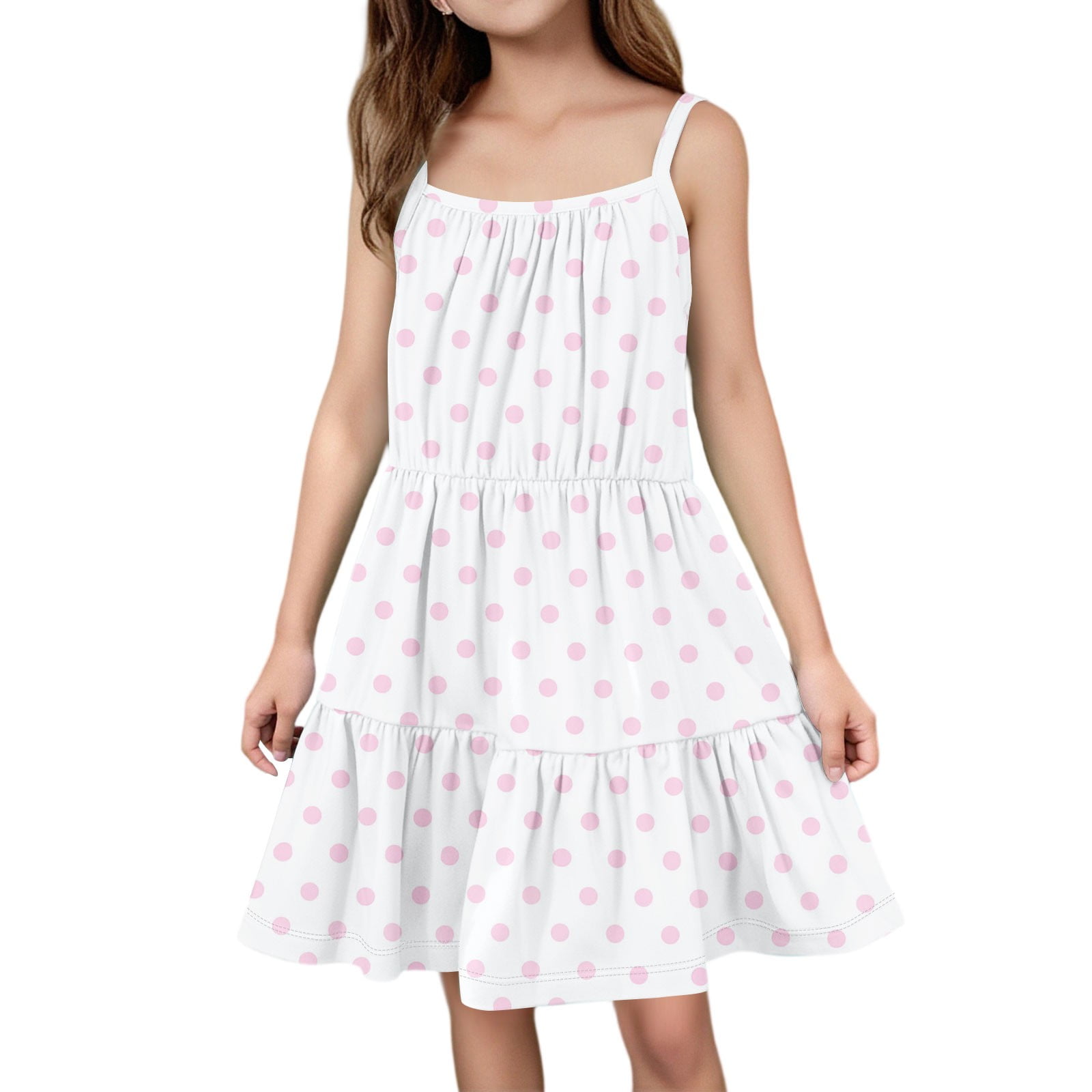 Abcomgle Girls Beach Dress Casual Spaghetti Strap Sleeveless Cami Dress ...