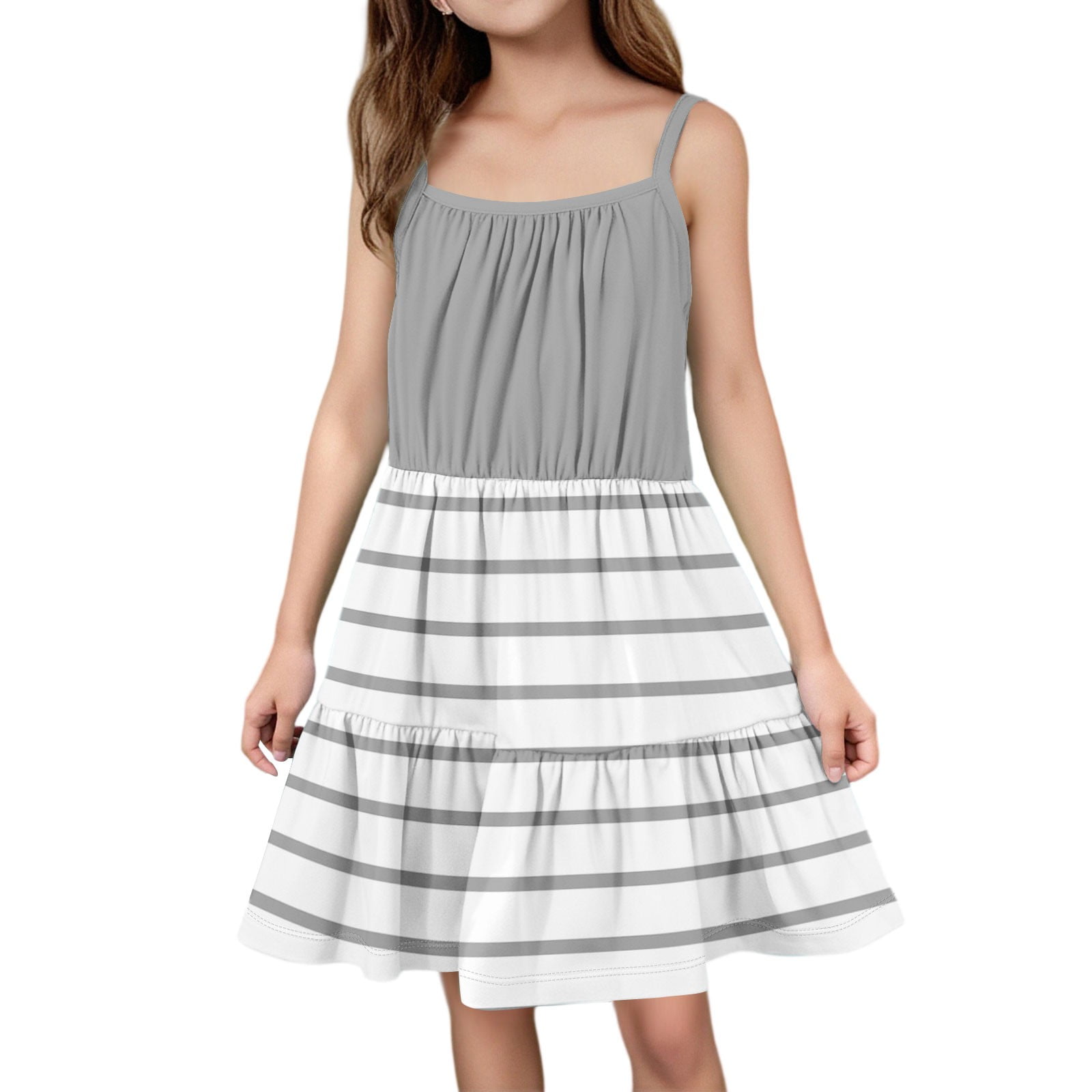 Abcomgle Girls Beach Dress Casual Spaghetti Strap Sleeveless Cami Dress ...