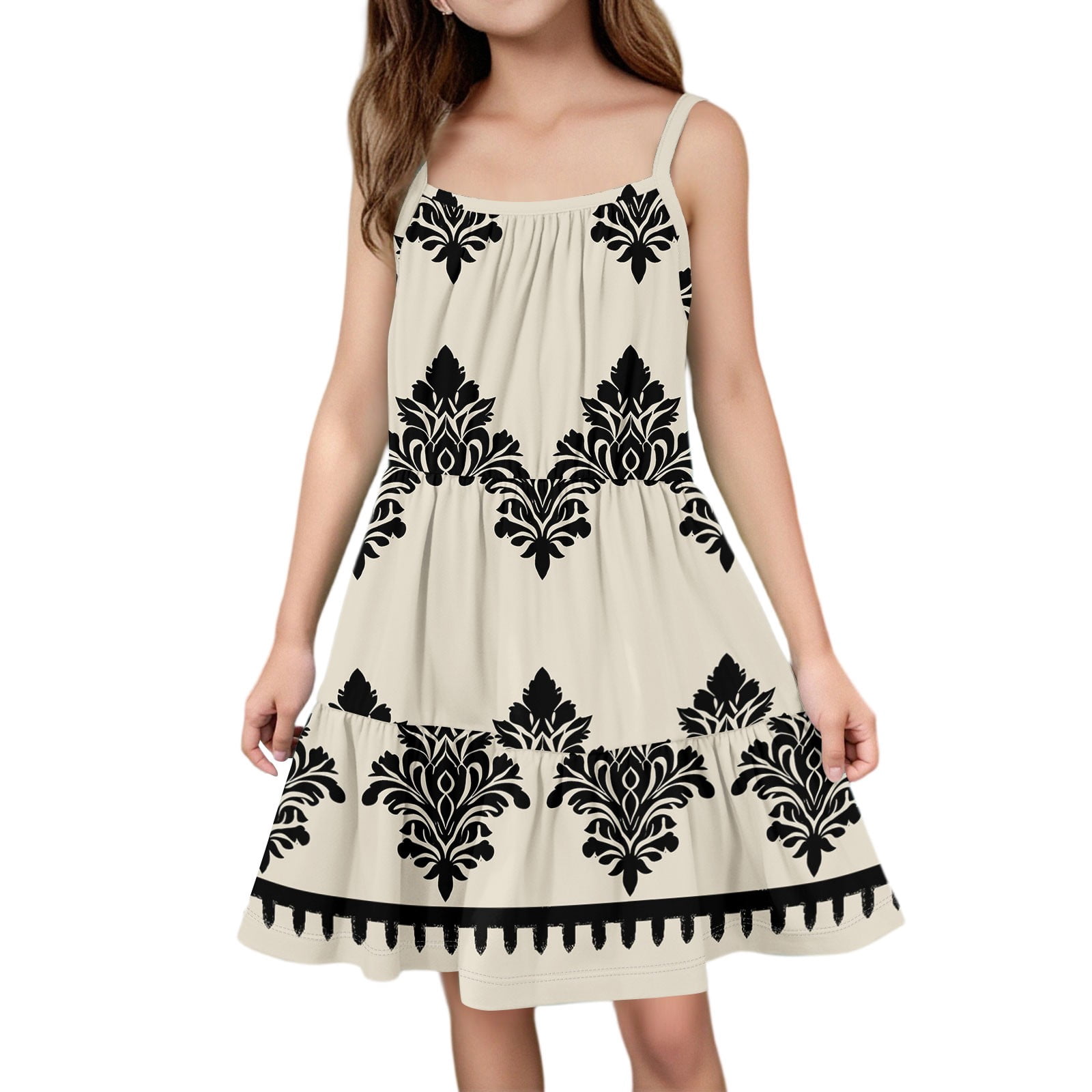 Abcomgle Girls Beach Dress Casual Spaghetti Strap Sleeveless Girls Cami ...