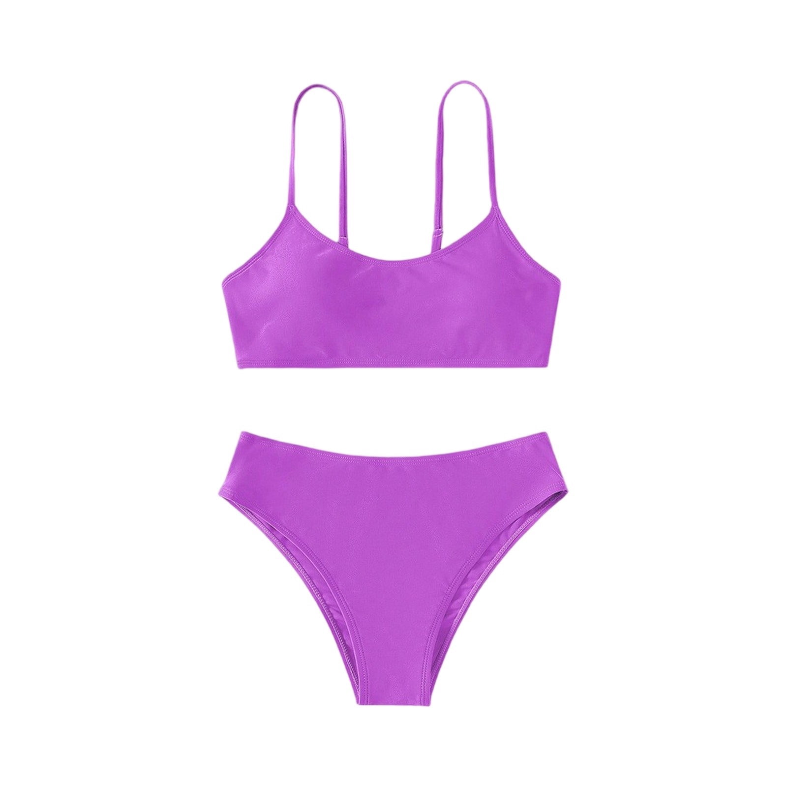 Abcomgle Girls Bikini Set Cute High Waisted Two Piece Swimsuits Solid 9674