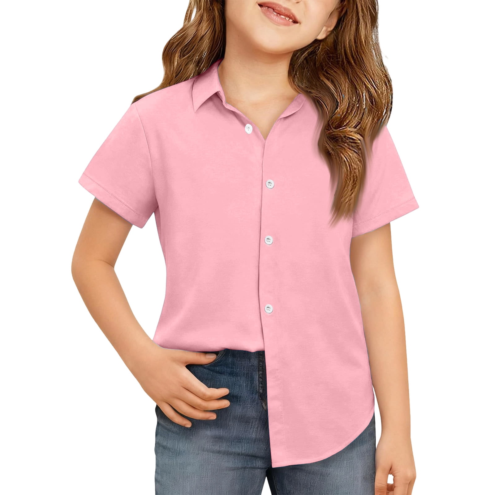 Abcomgle Girls Button Down Shirts Long Sleeve Collared Girls Dress ...