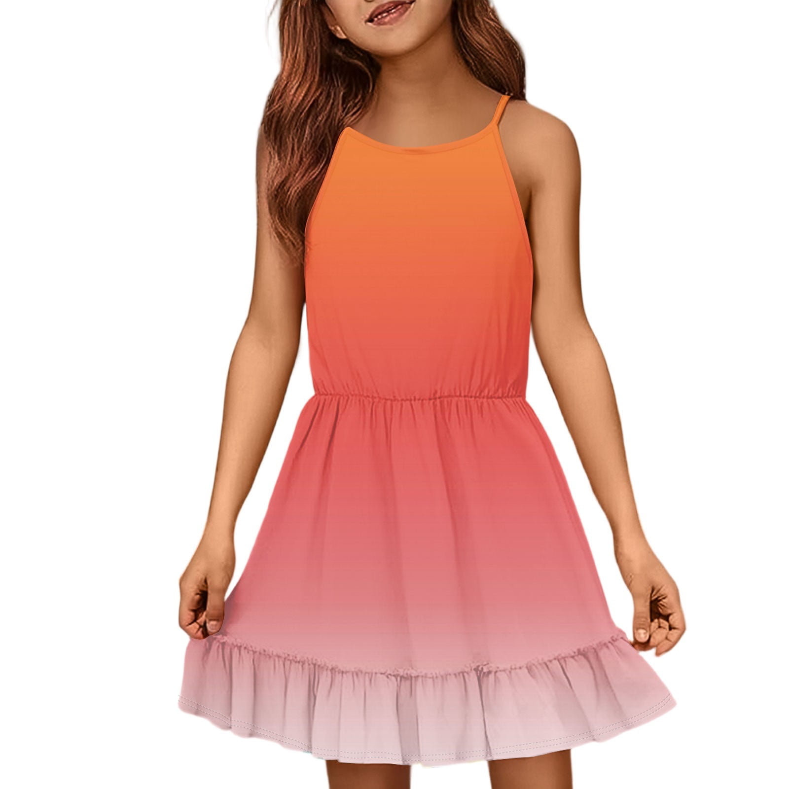 Abcomgle Girls Cami Dresses 10-12 Casual Spaghetti Strap Sleeveless ...
