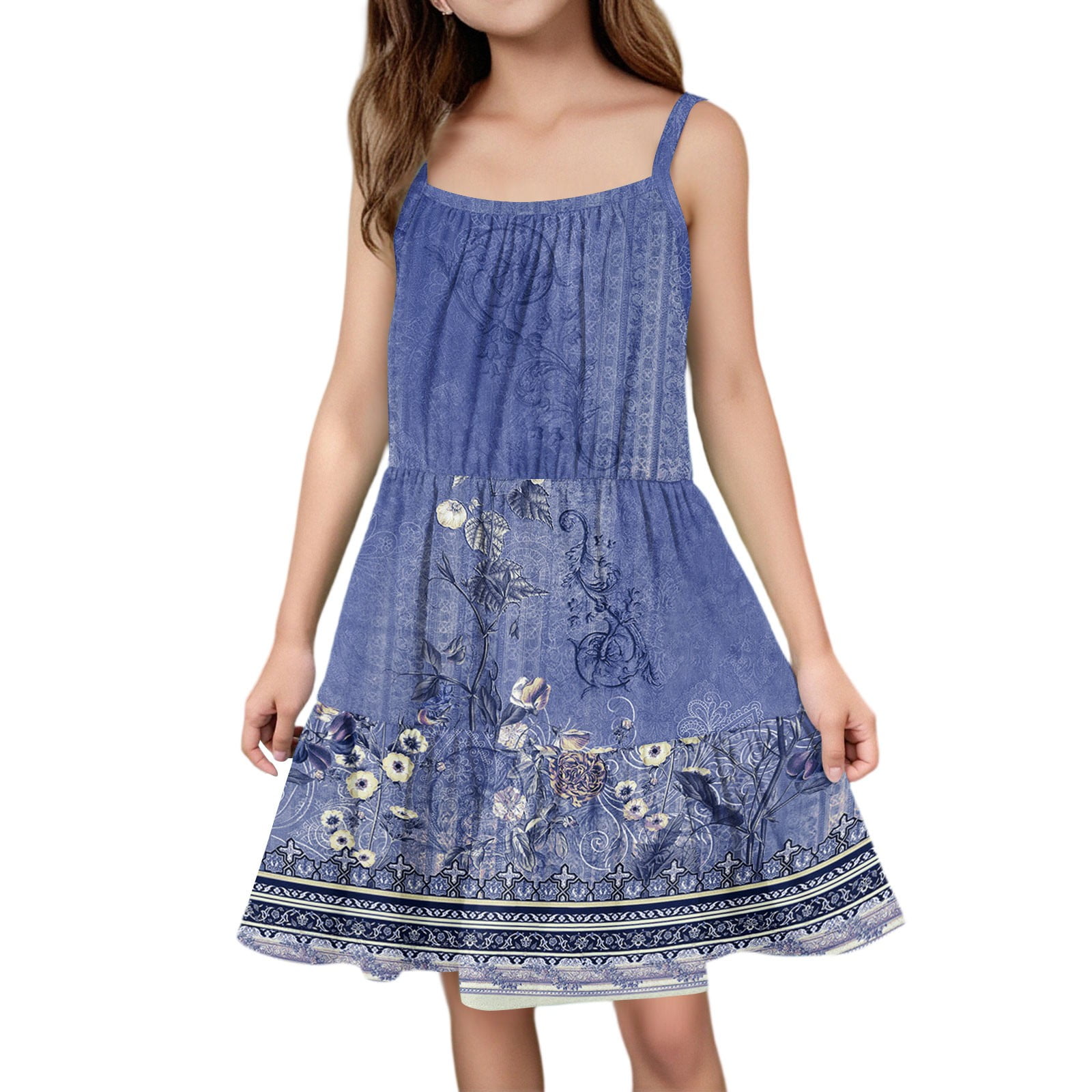 Abcomgle Girls Cami Dresses 10-12 Casual Spaghetti Strap Sleeveless ...