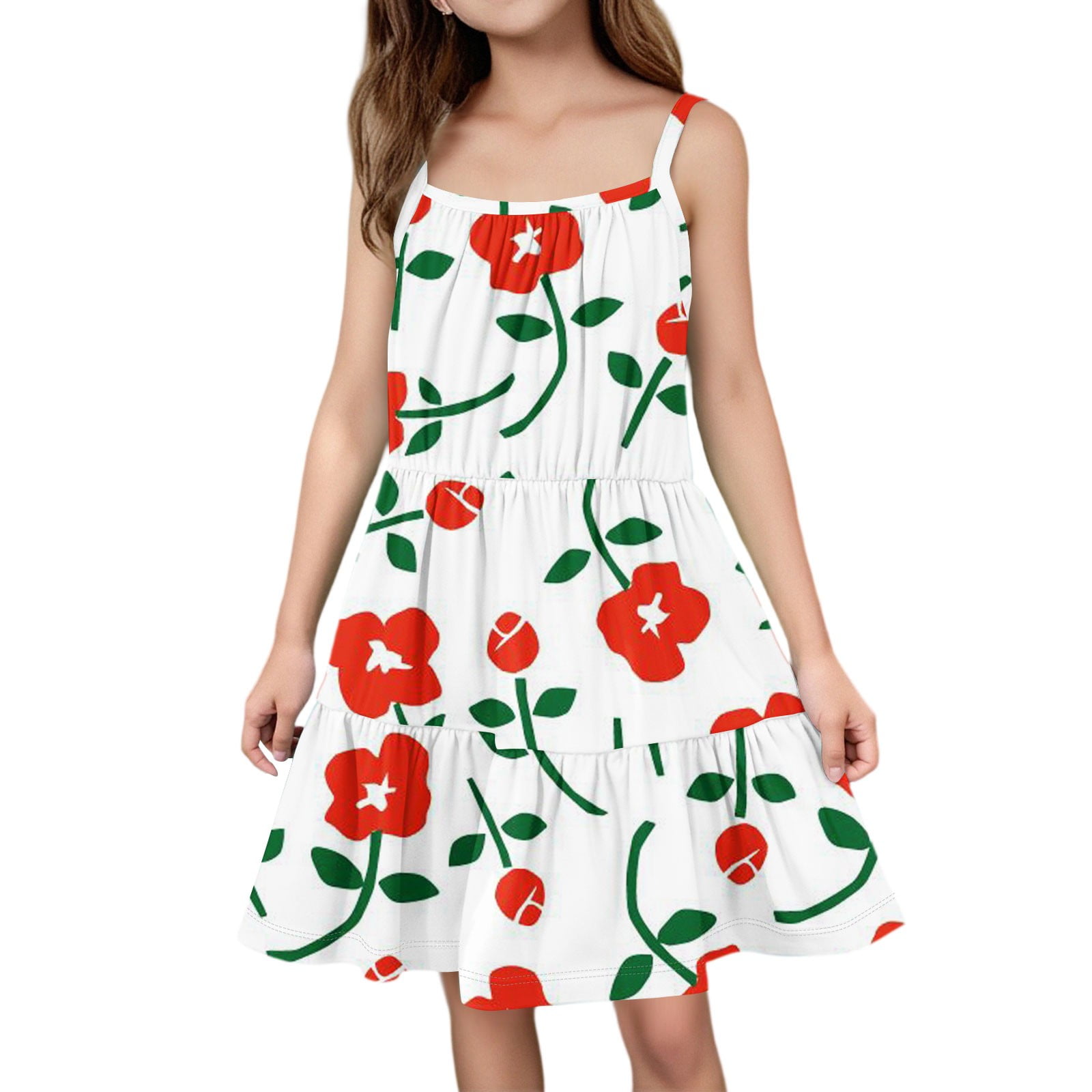Abcomgle Girls Cami Dresses 7-16 Spaghetti Strap Sleeveless Girls Midi ...