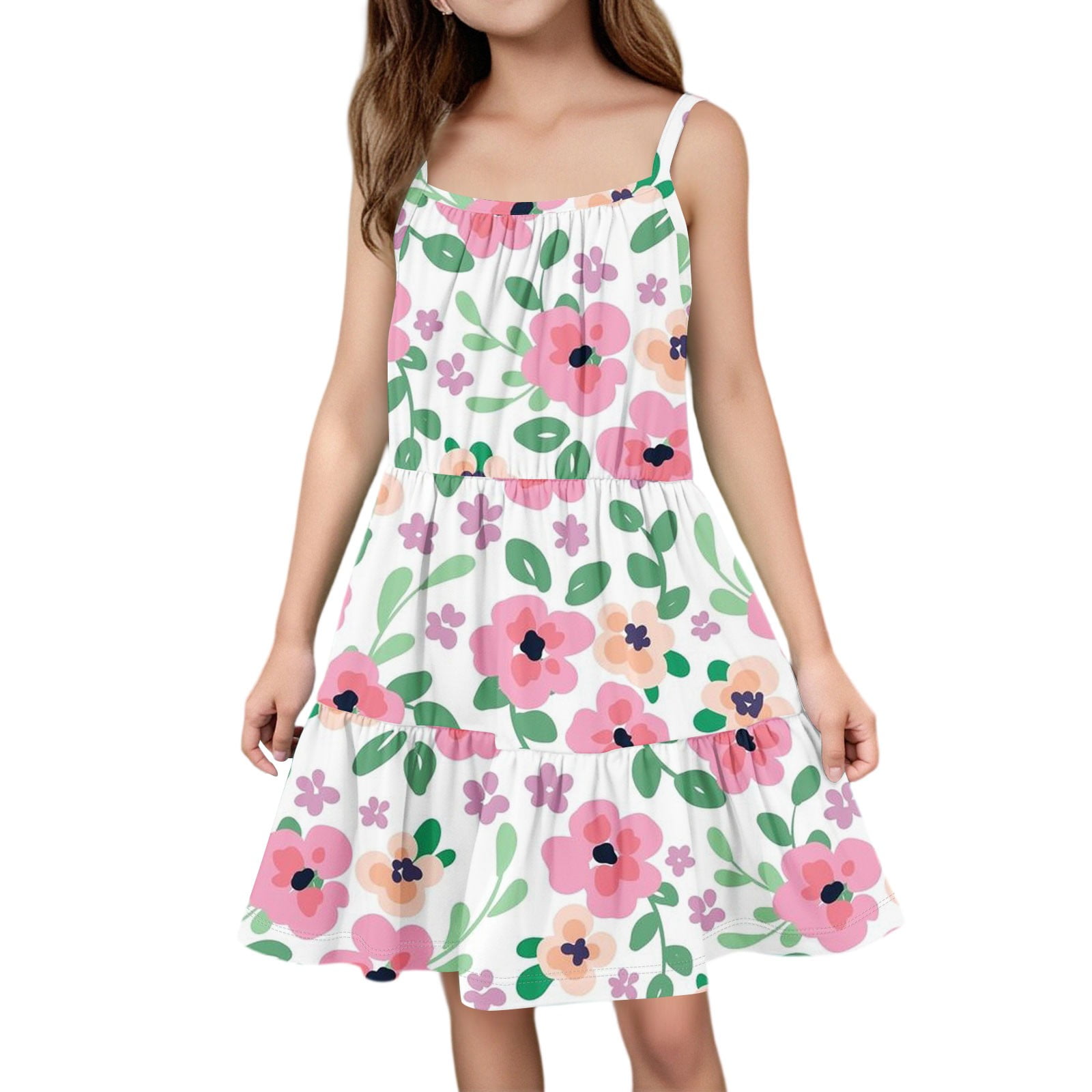 Abcomgle Girls Cami Dresses 7-16 Spaghetti Strap Sleeveless Girls Midi ...
