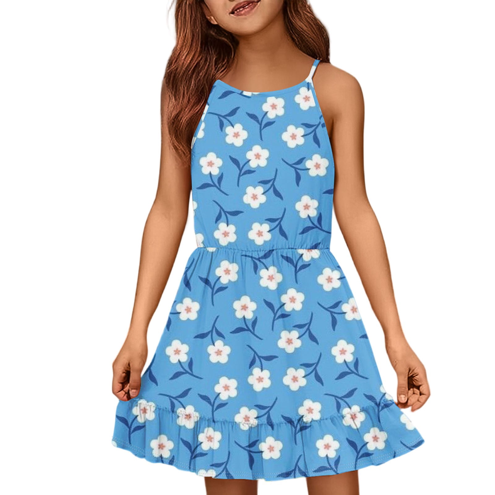 Abcomgle Girls Cami Dresses 7-16 Spaghetti Strap Sleeveless Girls Midi ...