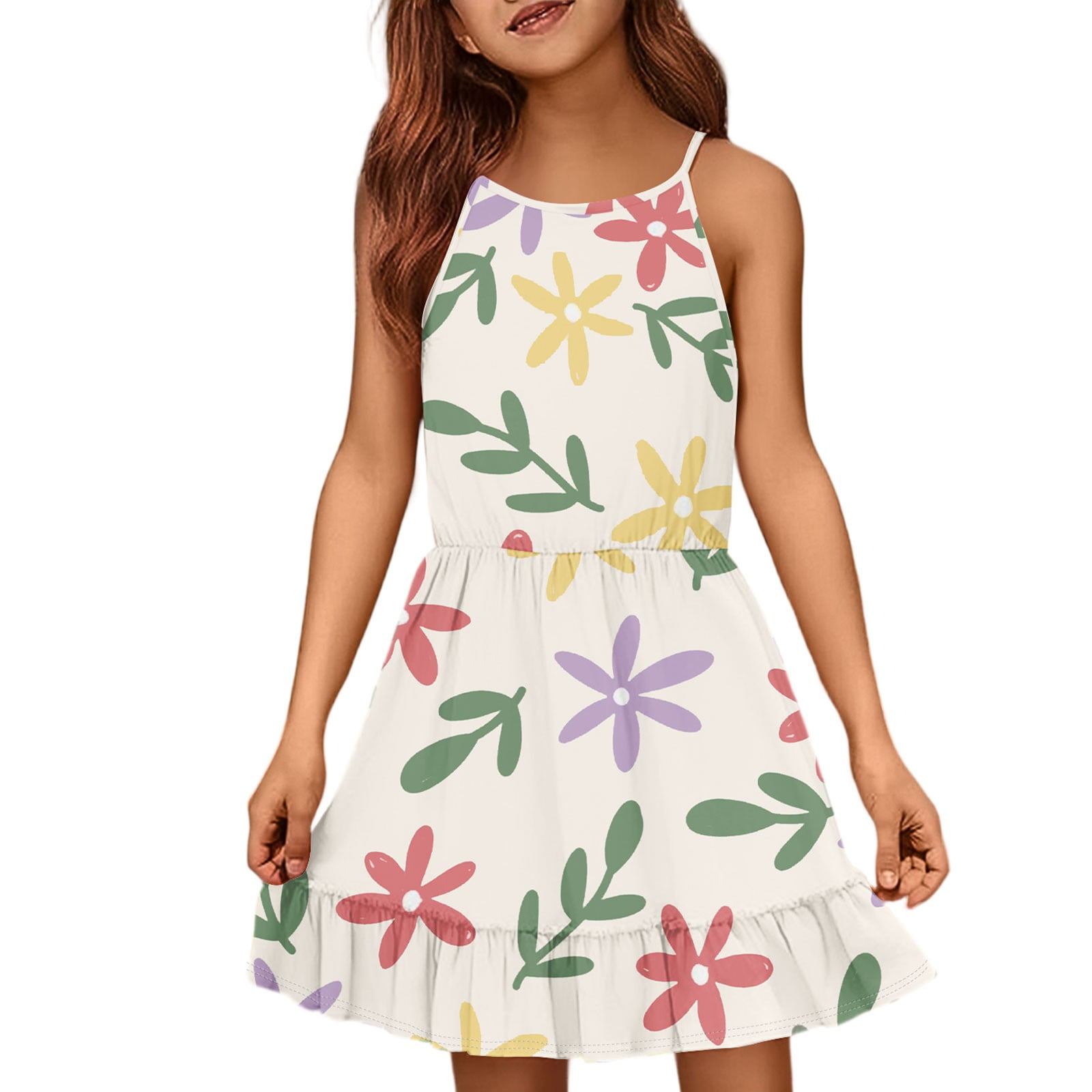 Abcomgle Girls Cami Dresses 7-16 Spaghetti Strap Sleeveless Girls Midi ...