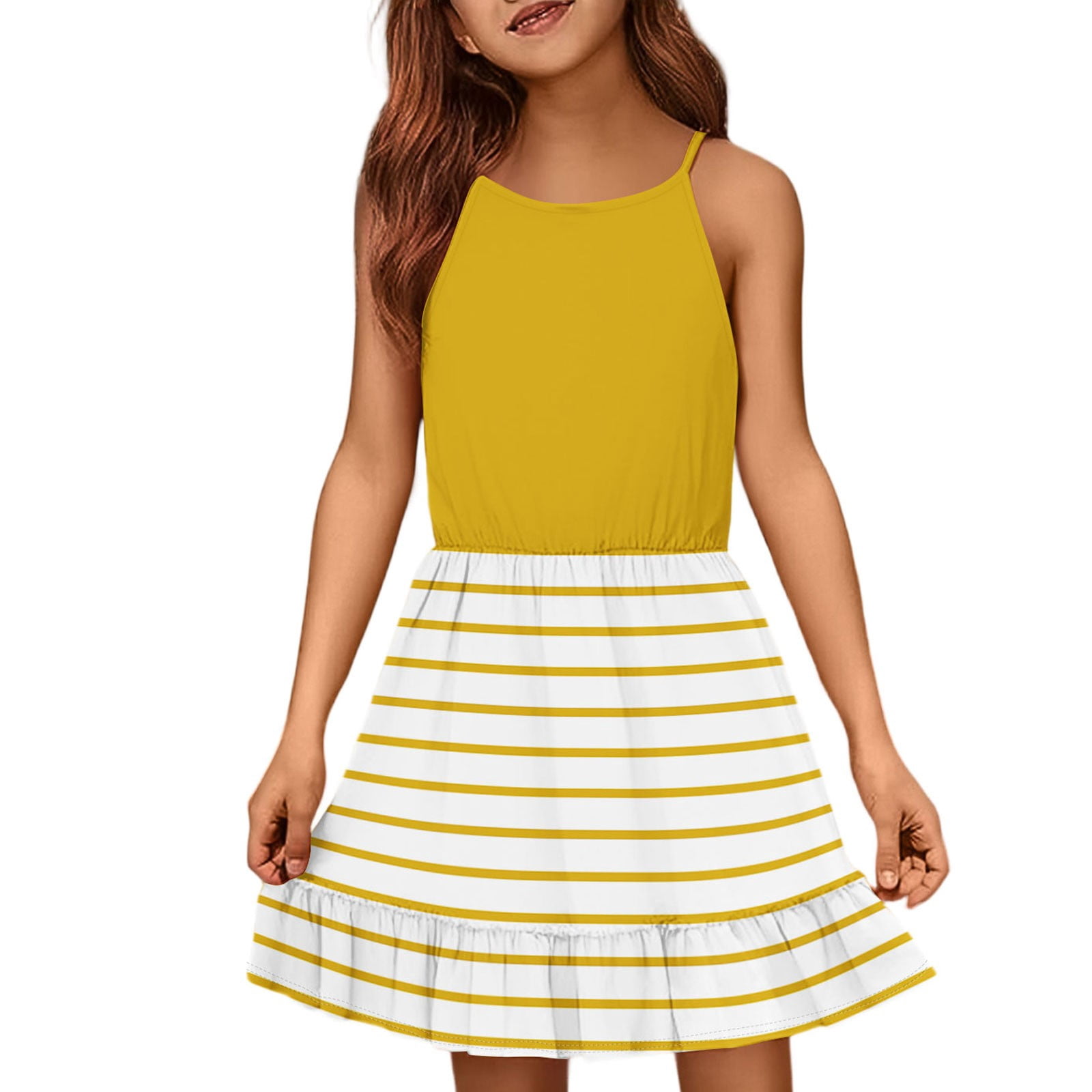 Abcomgle Girls Cami Dresses 7-16 Spaghetti Strap Sleeveless Girls Midi ...