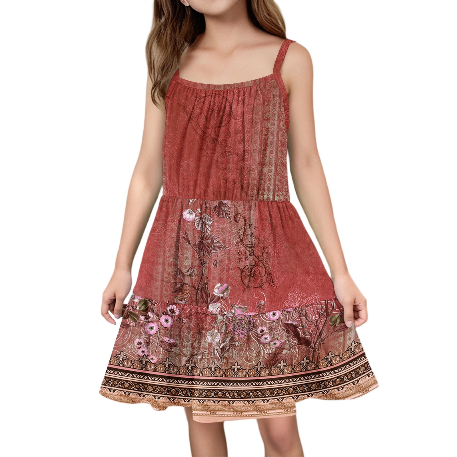 Abcomgle Girls Cami Dresses 7-16 Spaghetti Strap Sleeveless Girls Midi ...